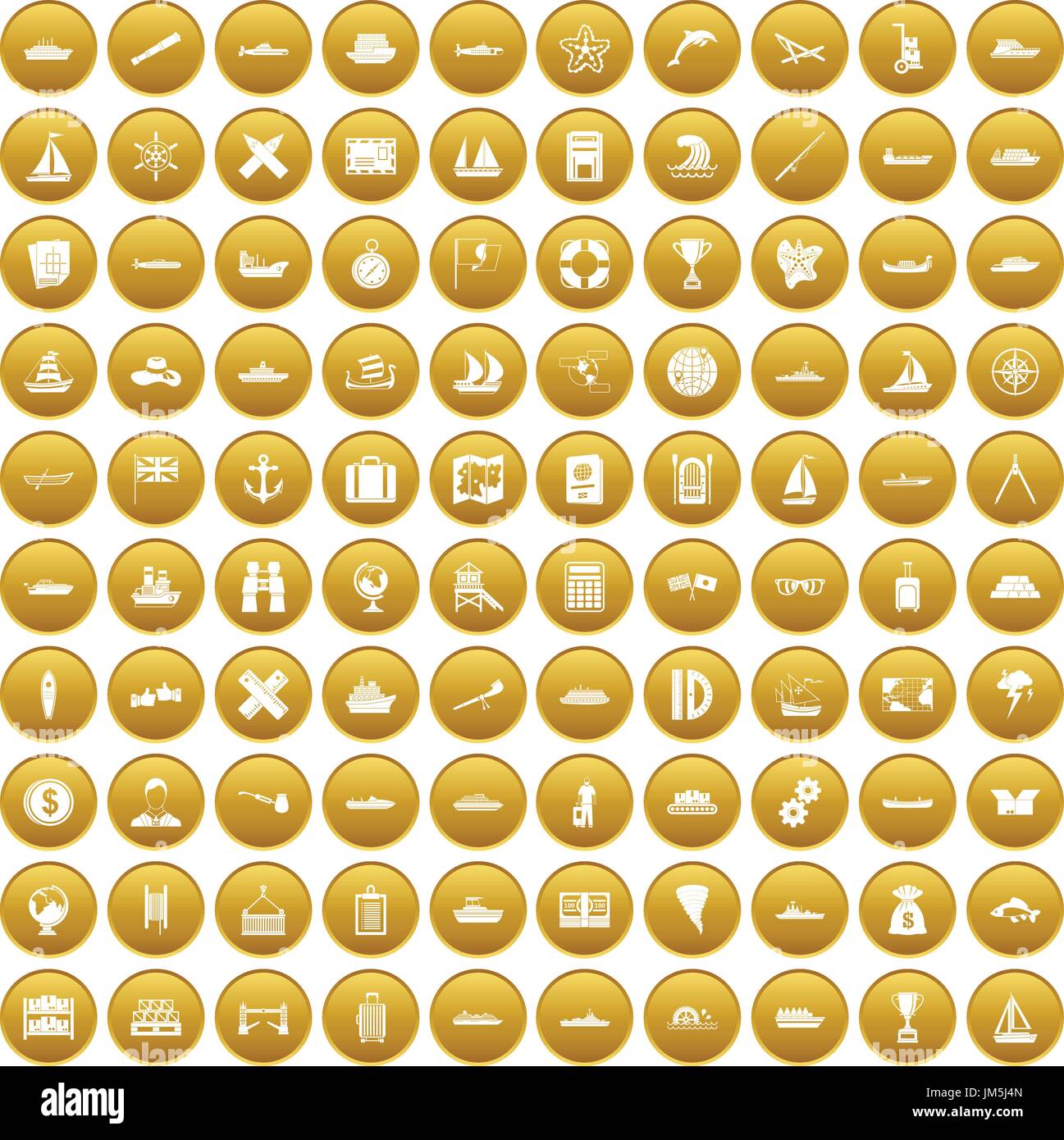 100 shipping icons set gold Stock Vector Image & Art - Alamy