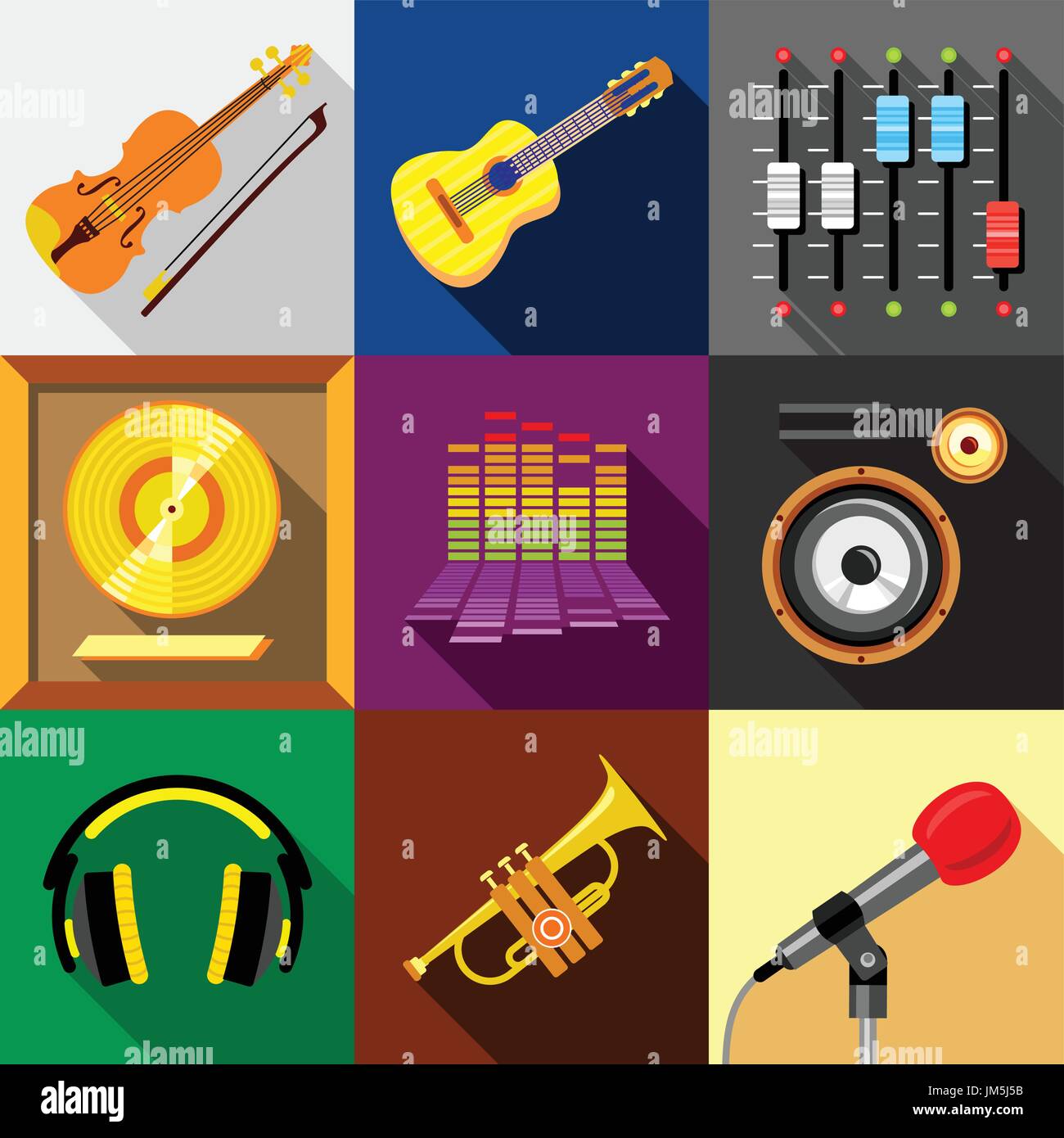 Music icons set, flat style Stock Vector Image & Art - Alamy