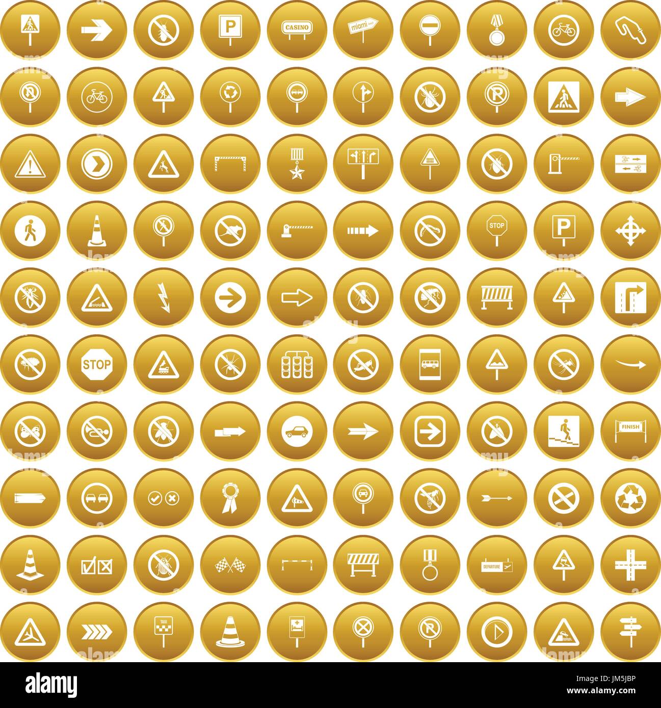 100 road signs icons set gold Stock Vector Image & Art - Alamy
