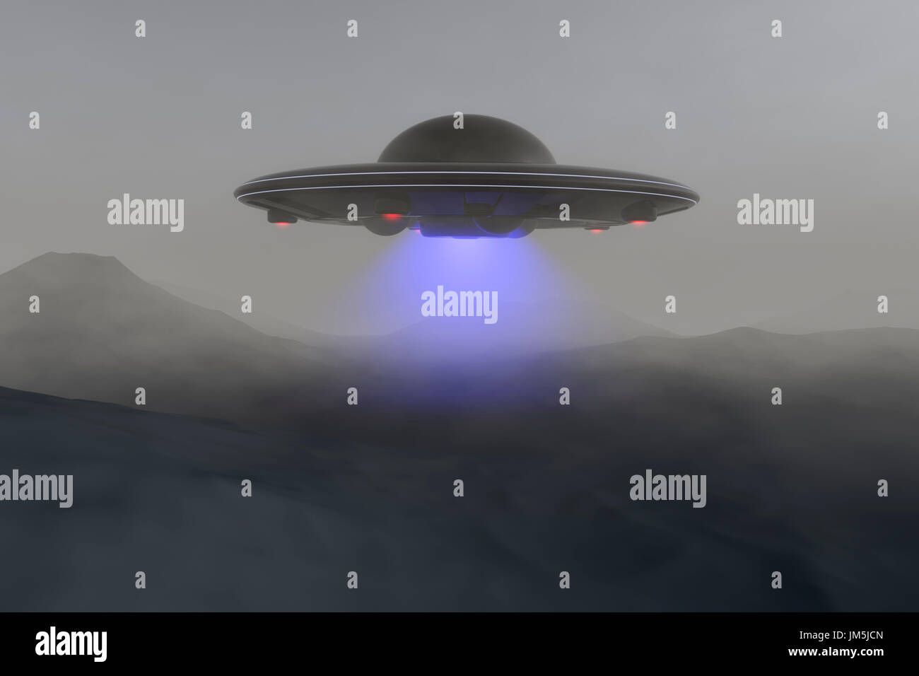 An unidentified flying object floats over the ground Stock Photo - Alamy