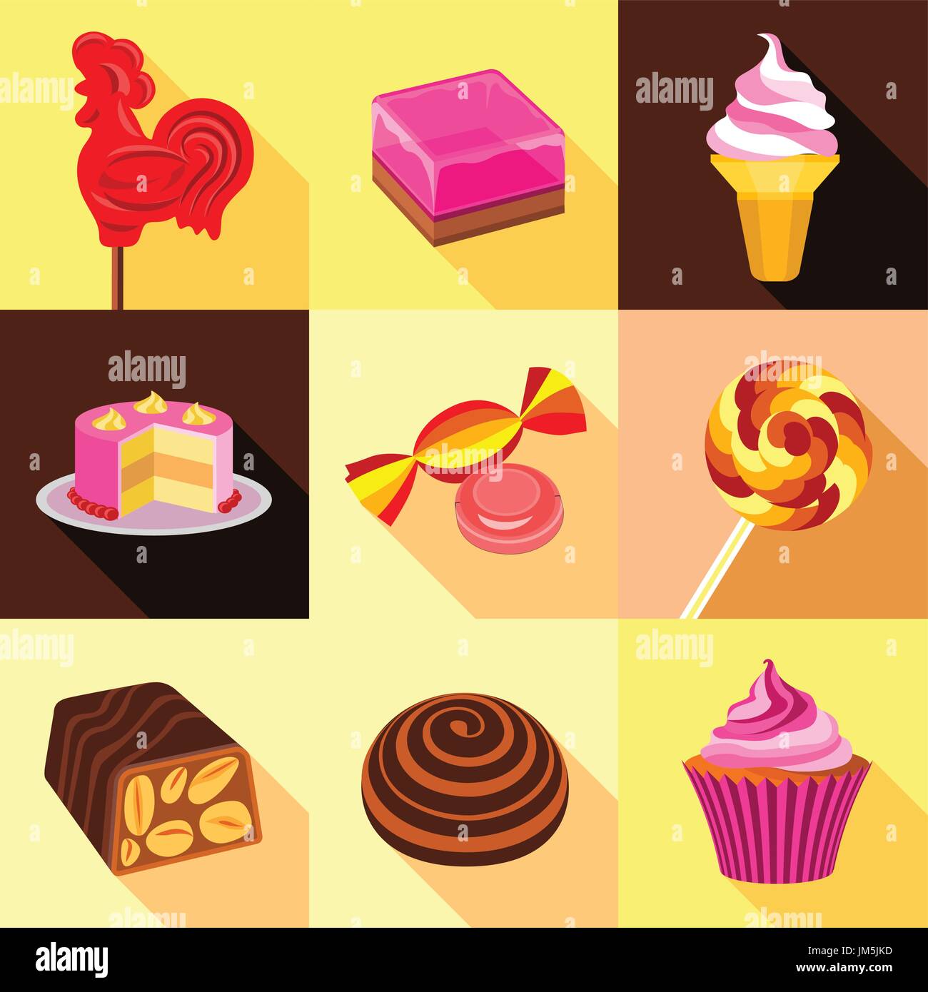 Different sweet candy icons set, flat style Stock Vector Image & Art ...