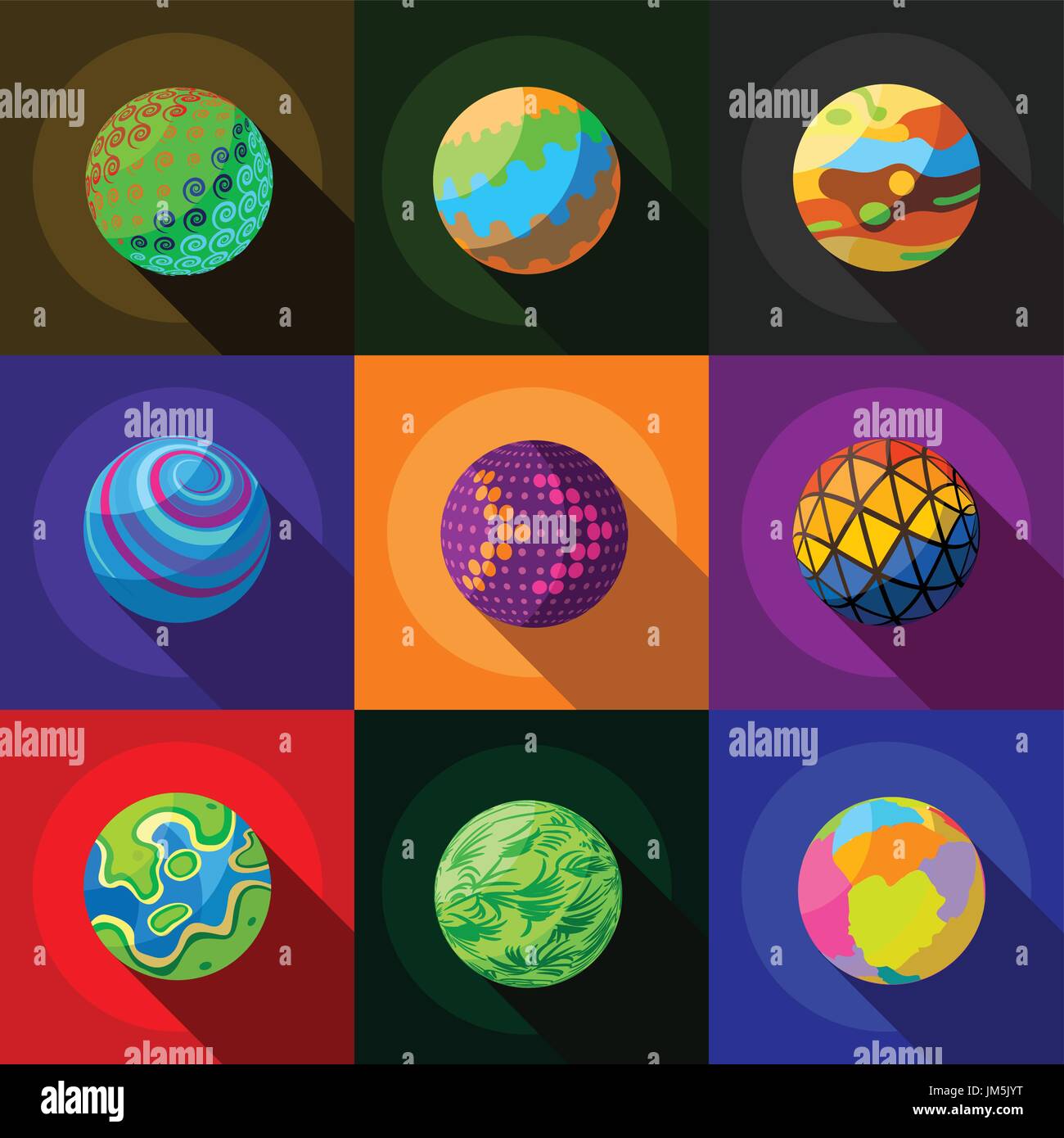 Colorful planets icons set, flat style Stock Vector Image & Art - Alamy