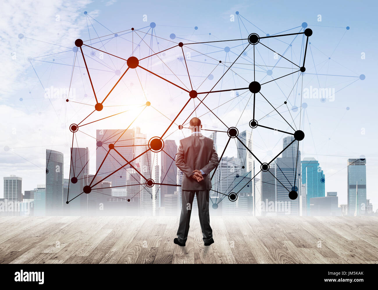 International business networking and social connection against modern ...