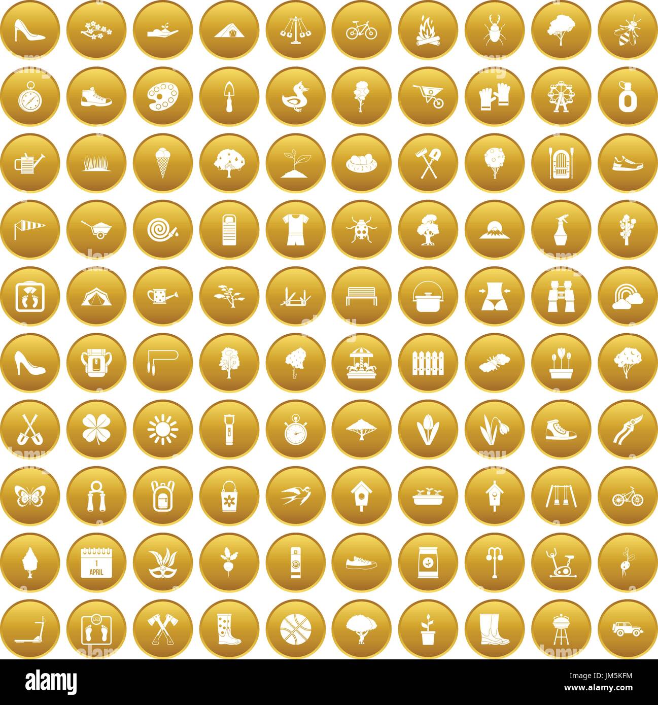 100 spring icons set gold Stock Vector Image & Art - Alamy