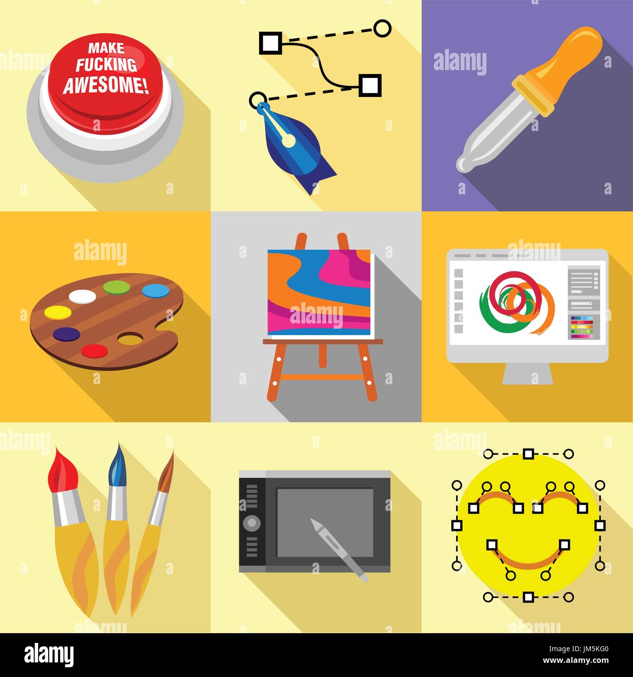Art school icons set, flat style Stock Vector Image & Art - Alamy