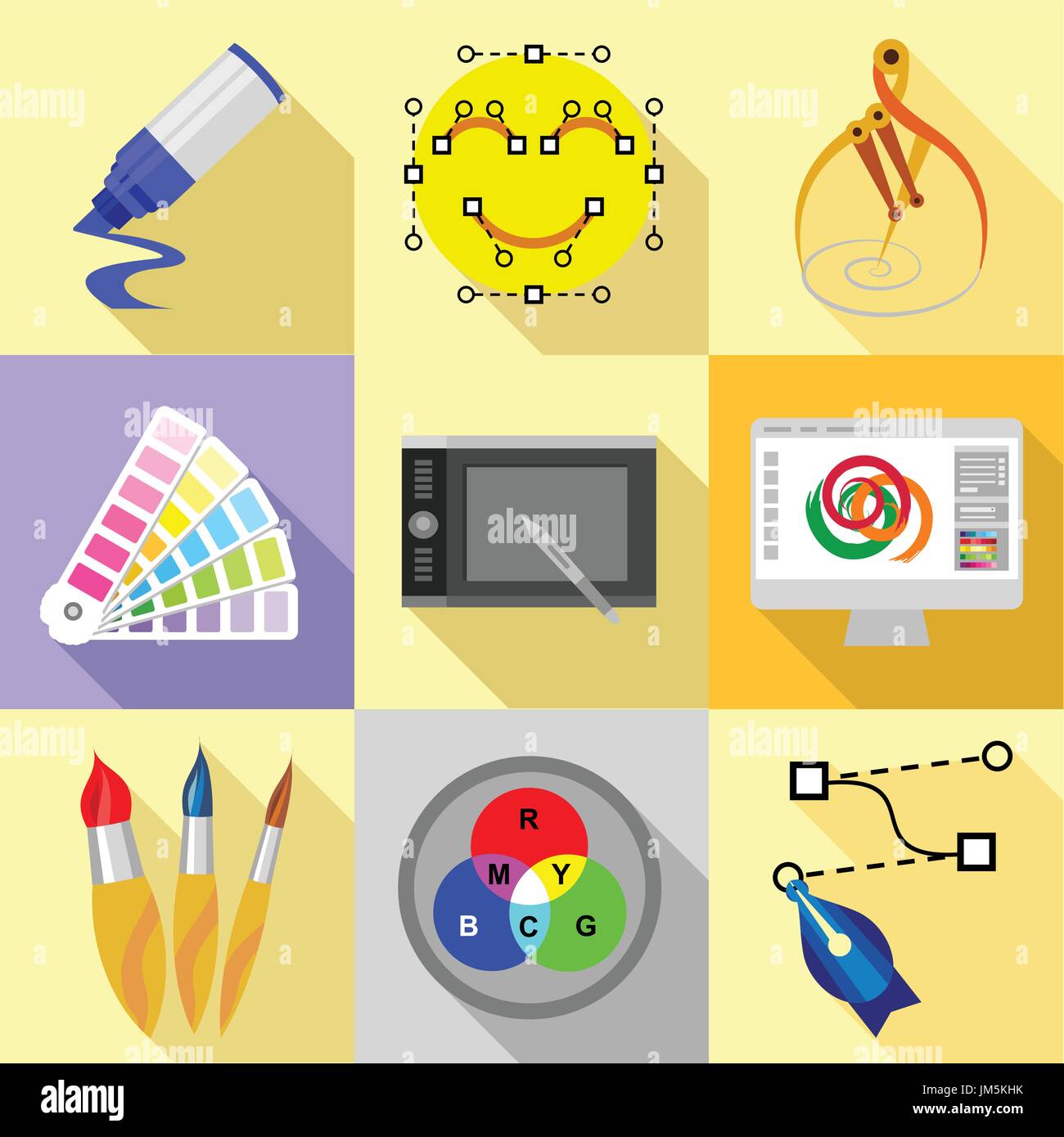 Digital drawing icons set, flat style Stock Vector Image & Art - Alamy