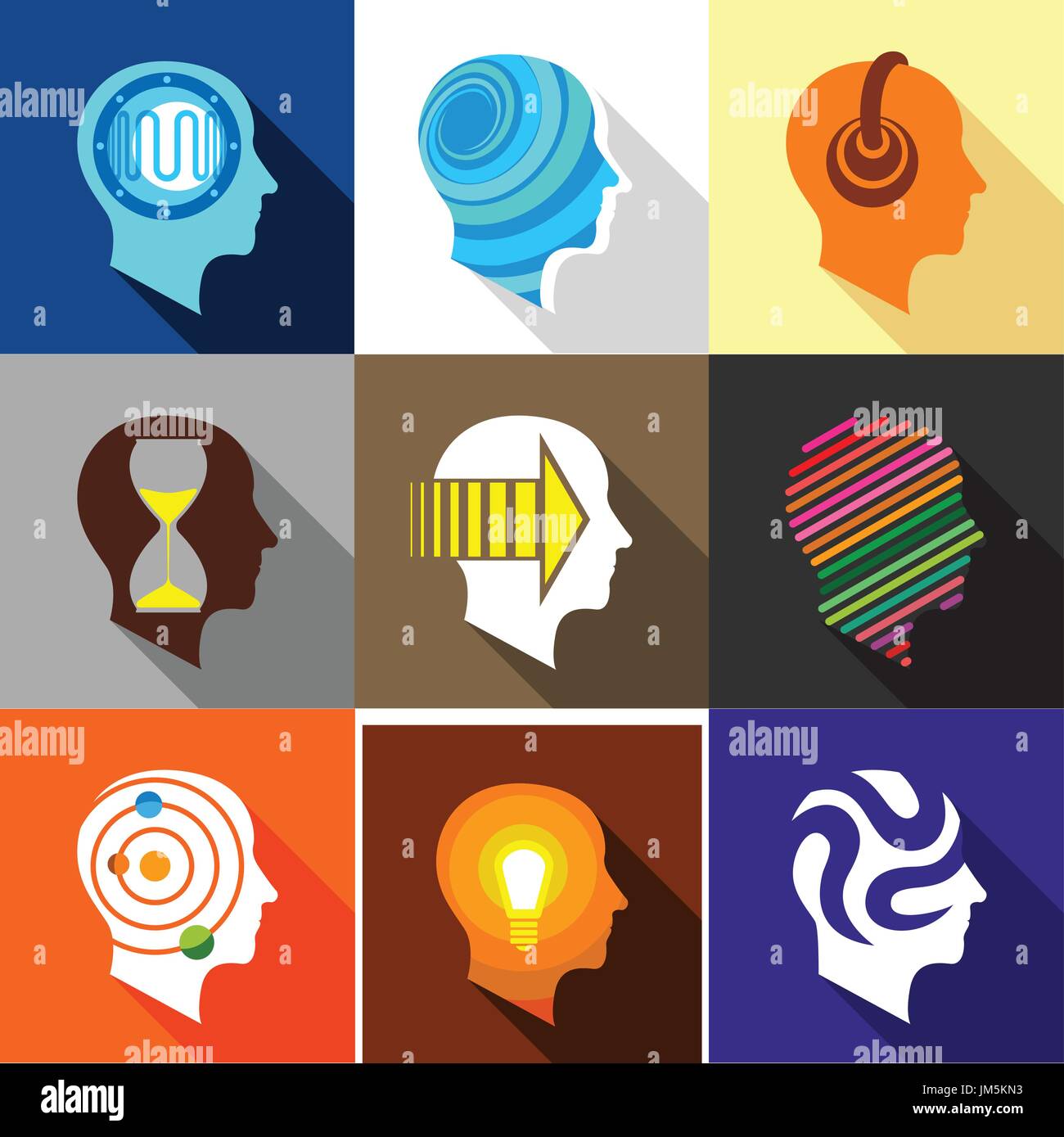 Human head logo icons set, flat style Stock Vector Image & Art - Alamy