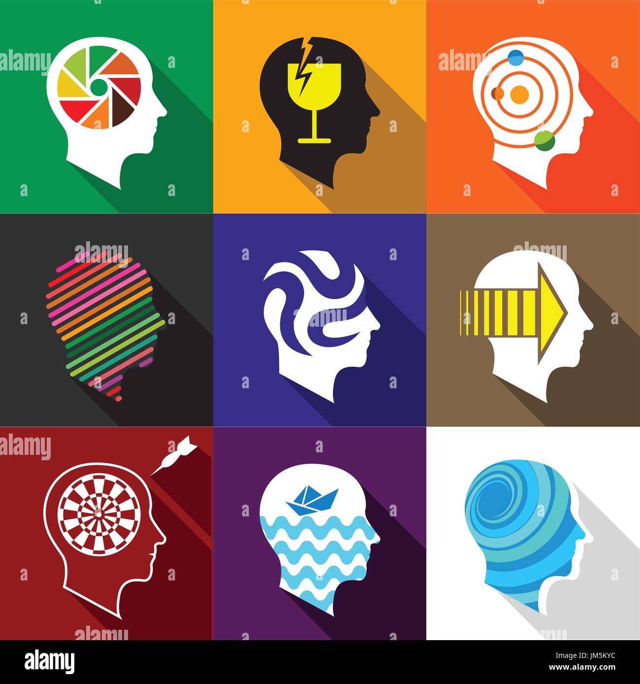 Types of mind in man head icons set,flat style Stock Vector Image & Art ...