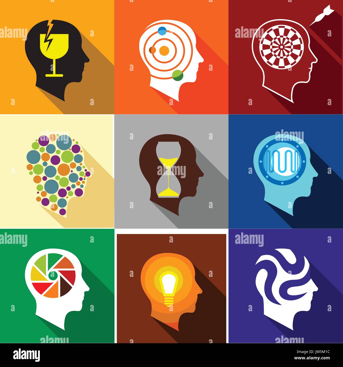 Brain activity icons set, flat style Stock Vector Image & Art - Alamy