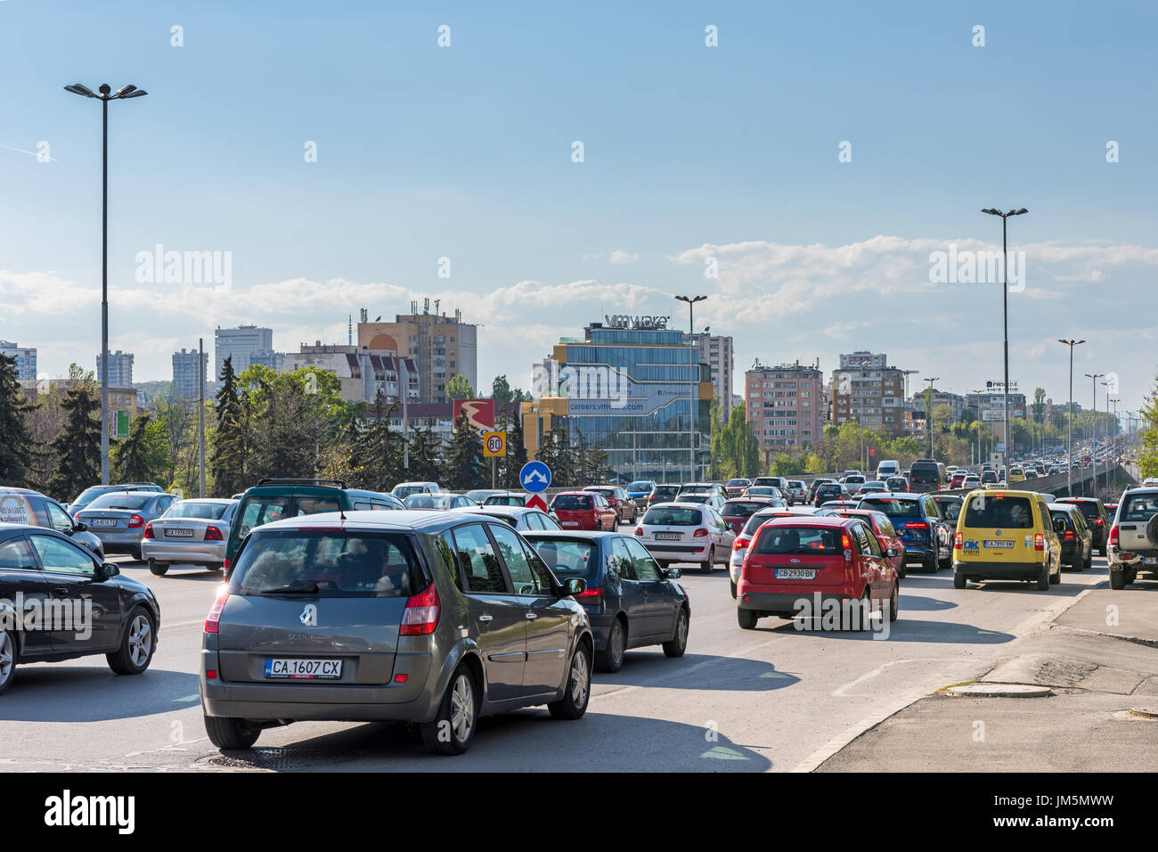 Traffic jam and rush hour at Tsarigradsko Shose boulevard, Sofia, Bulgaria Stock Photo - Alamy