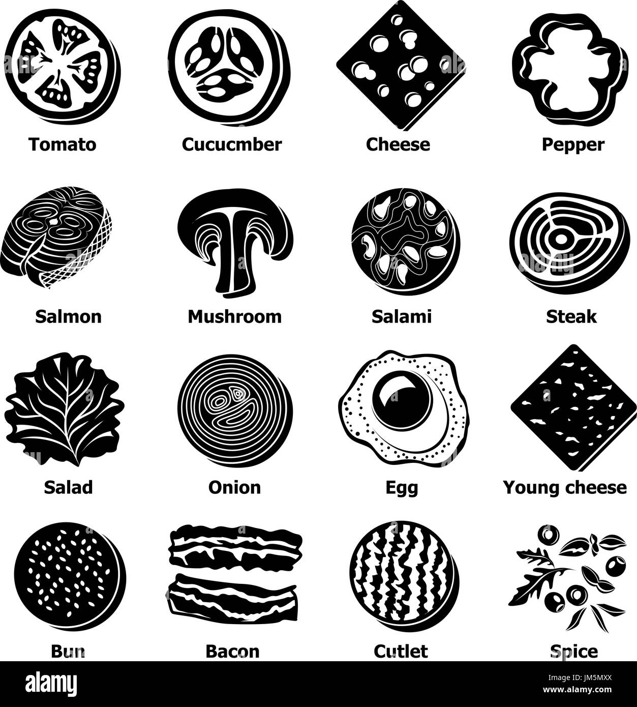 Slice food icons set, simple style Stock Vector Image & Art - Alamy
