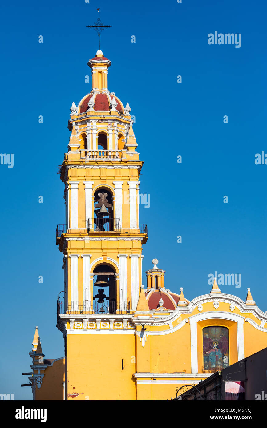 Spire of San Pedro church in Cholula, Mexico Stock Photo - Alamy