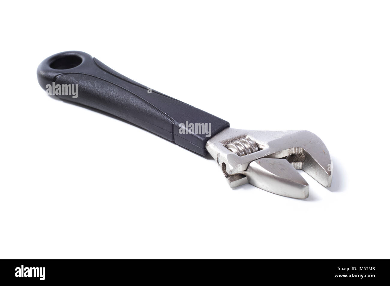 Wrench or mole grip lying diagonally on a white background with copy ...