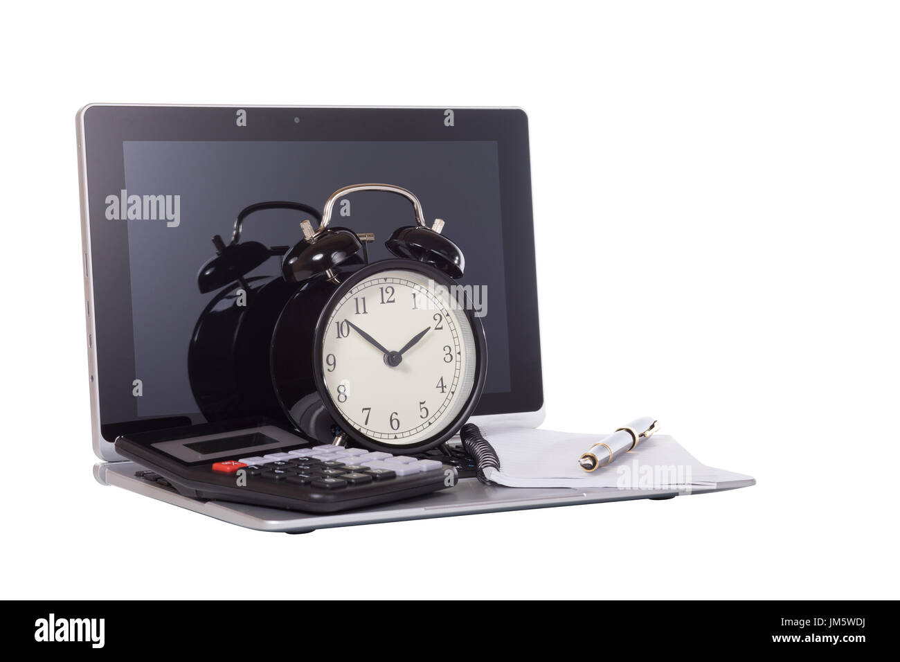 Time management, productivity or business deadline concept with on open ...