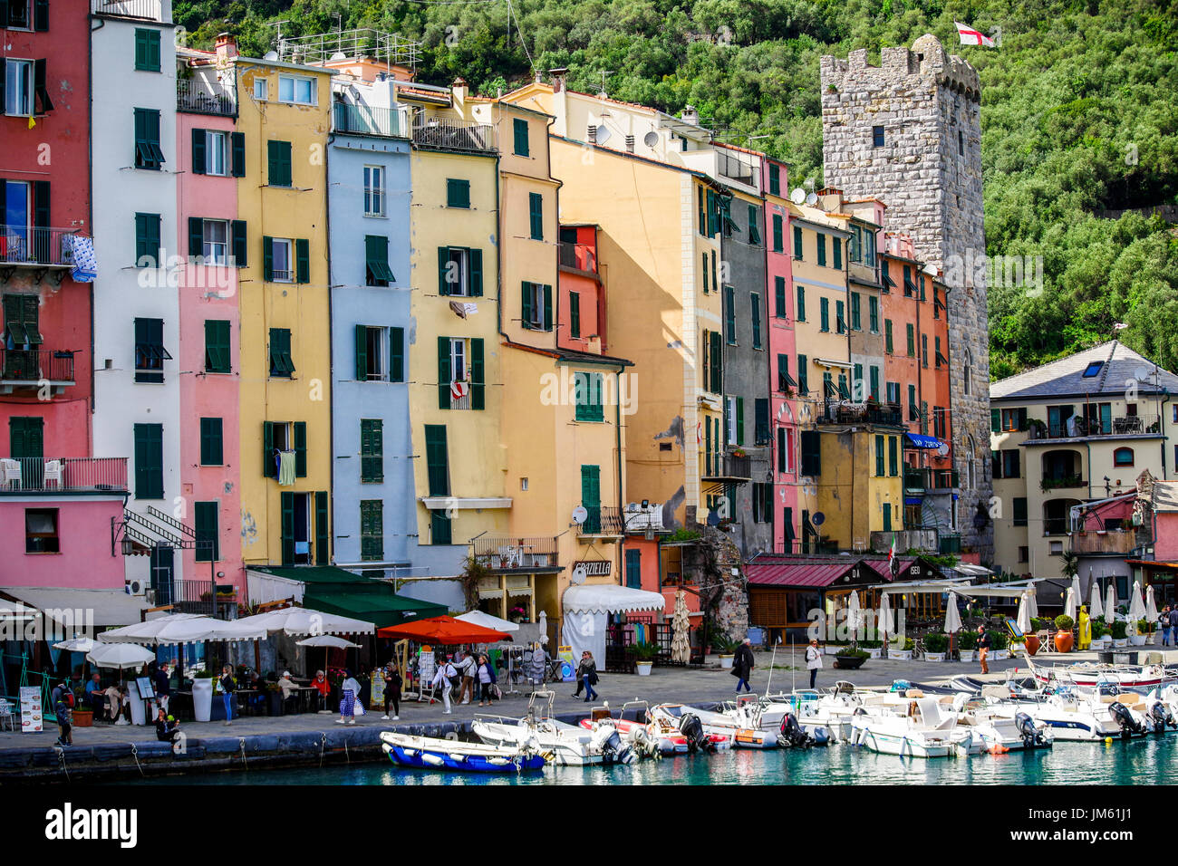 Panorama views of Porto Venere a colorful town on the Ligurian coast of ...