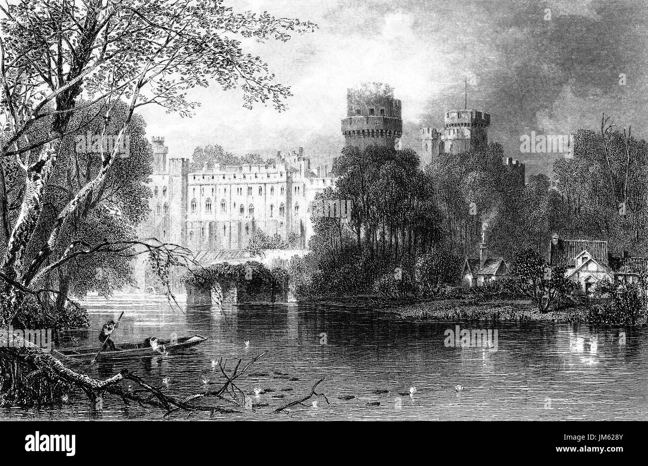 Historic castle river on Black and White Stock Photos & Images - Alamy