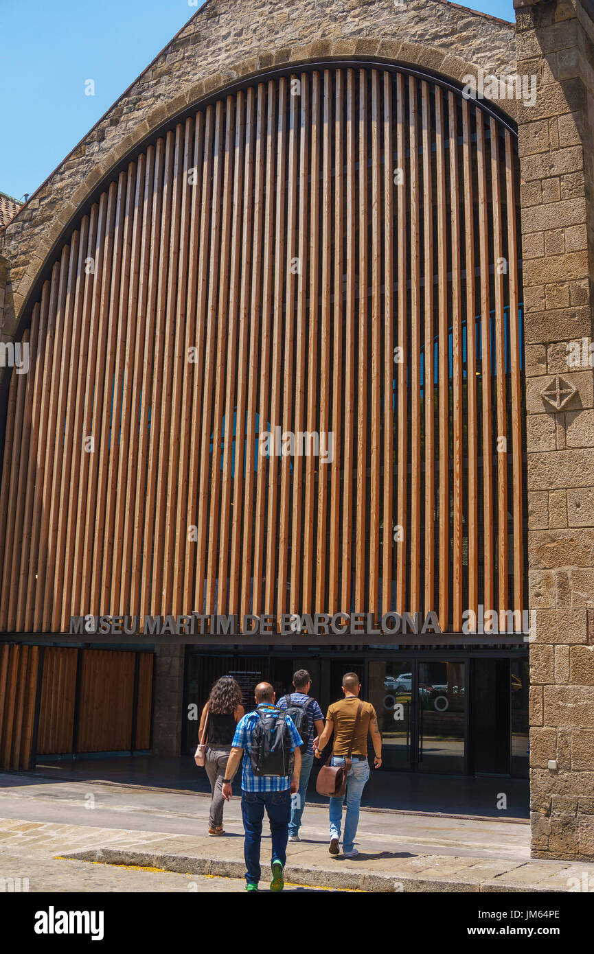 Interior of the famous Museu Maritim de Barcelona, Spain. The museum is ...