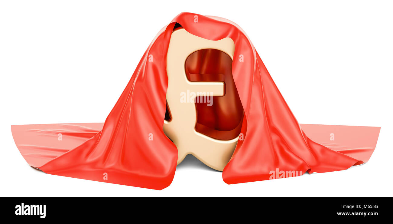 Pound sterling covered red cloth, 3D rendering isolated on white ...
