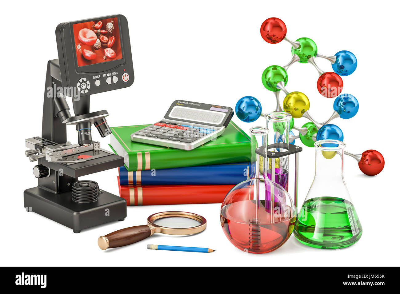 Scientific research concept, 3D rendering isolated on white background ...