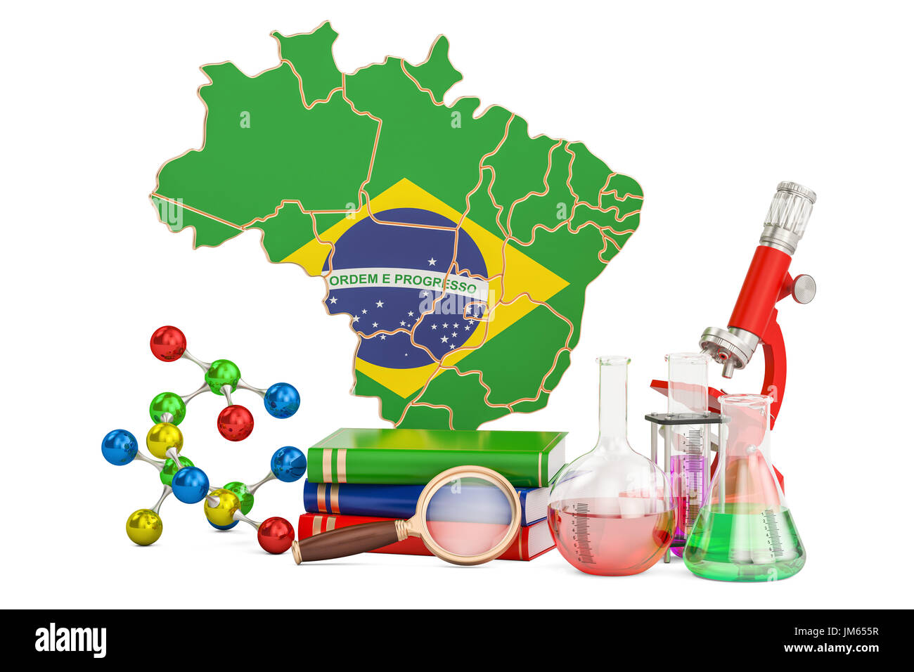 Scientific research in Brazil concept, 3D rendering isolated on white ...