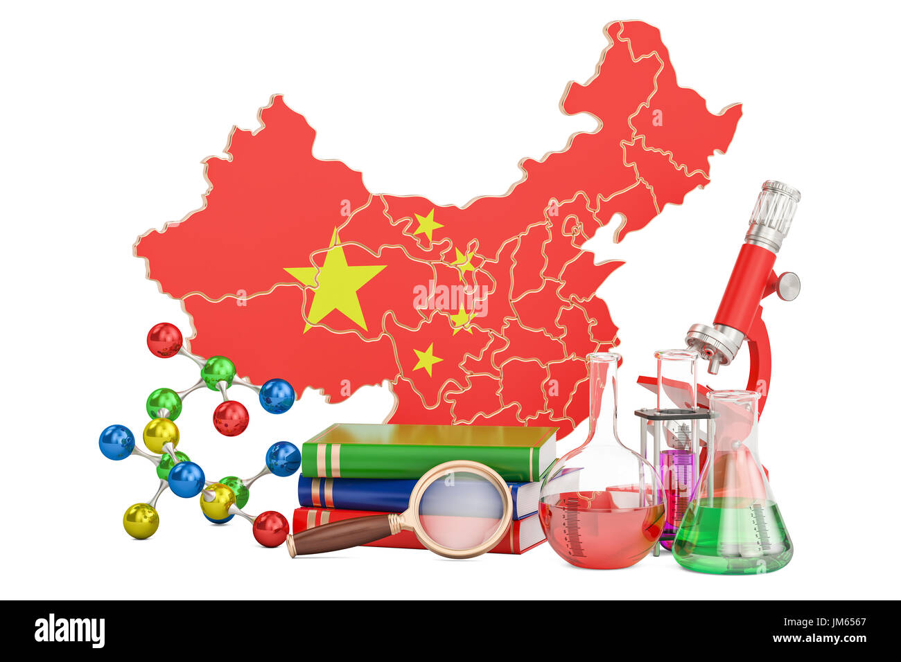 Scientific research in China concept, 3D rendering isolated on white ...