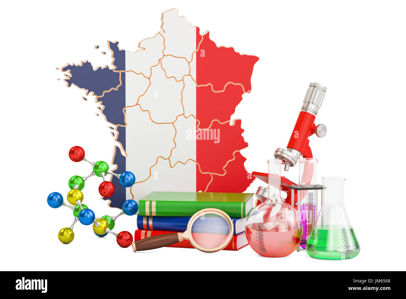 Scientific research in France concept, 3D rendering isolated on white ...