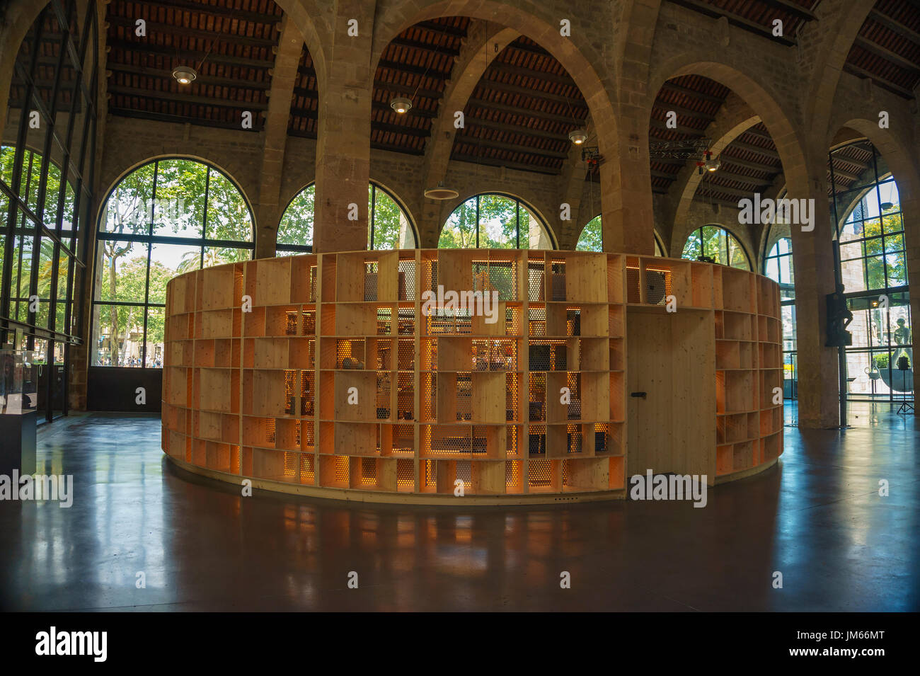 Interior of the famous Museu Maritim de Barcelona, Spain. The museum is ...