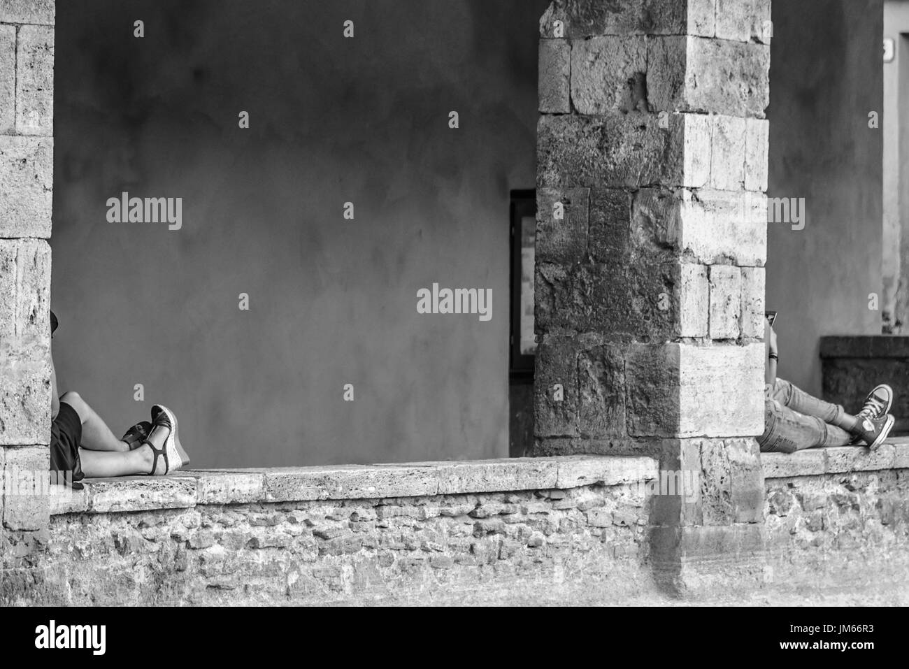 Girl lying wall Black and White Stock Photos & Images - Alamy