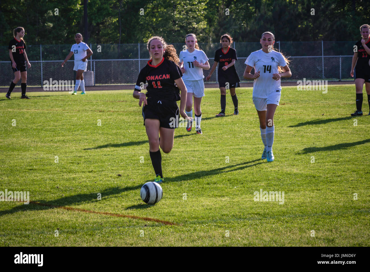 High school girls soccer game Stock Photo - Alamy