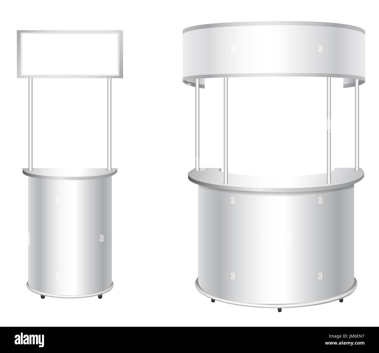 Promotion counter set. Trade stand. Blank advertising poster isolated ...