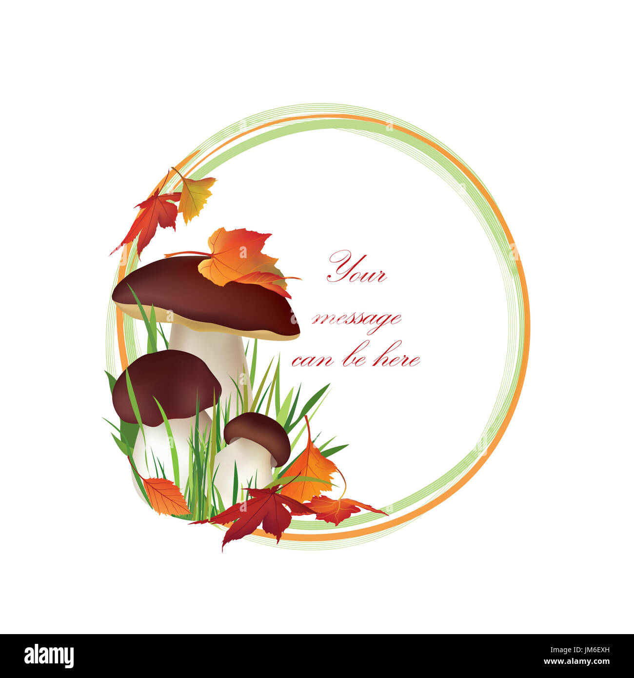 Autumn frame. Mushrooms Chanterelle mushroom vector background with ...