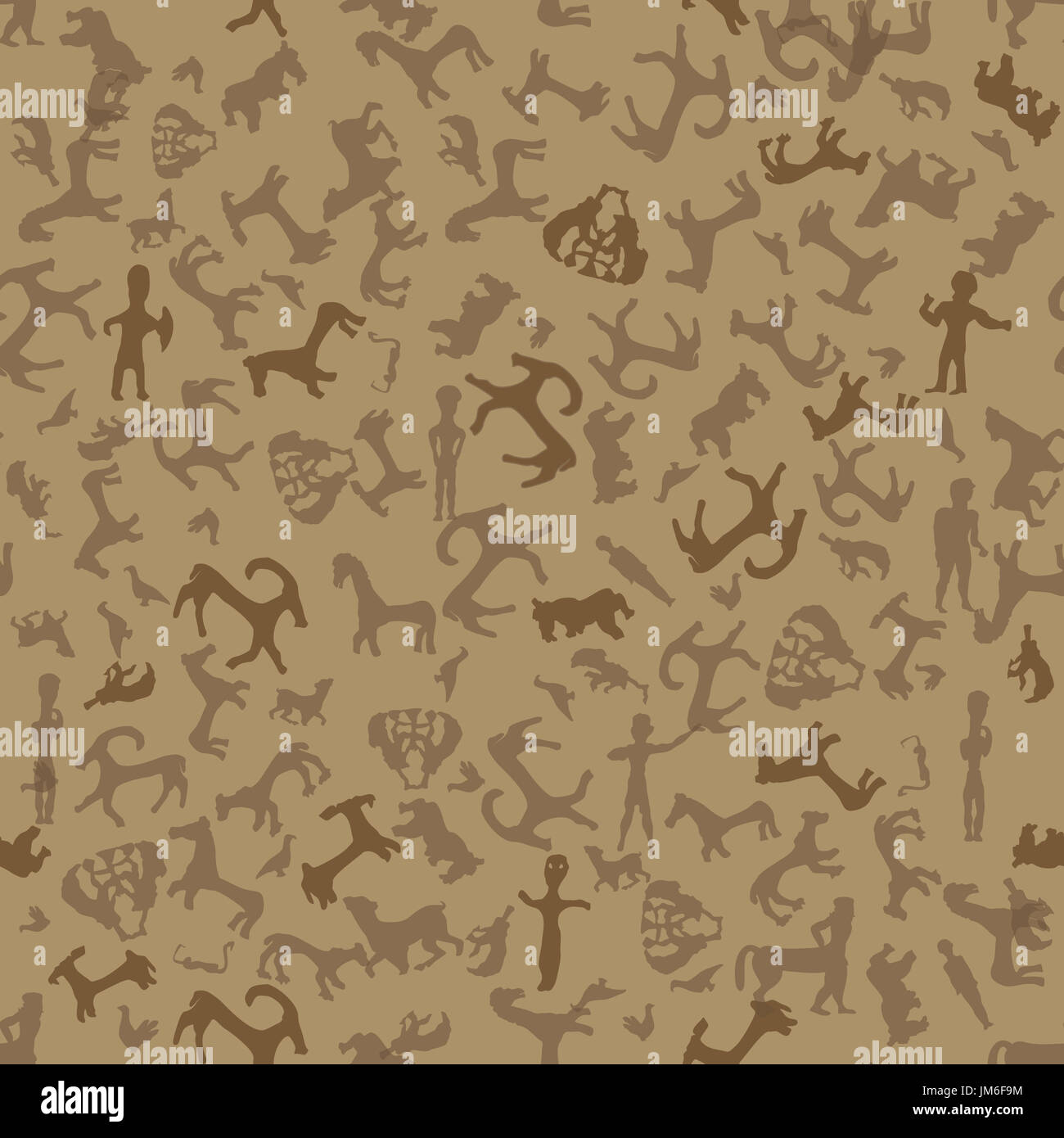 Ancient Mediterranean sculpture seamless pattern. Cave painting animals ...