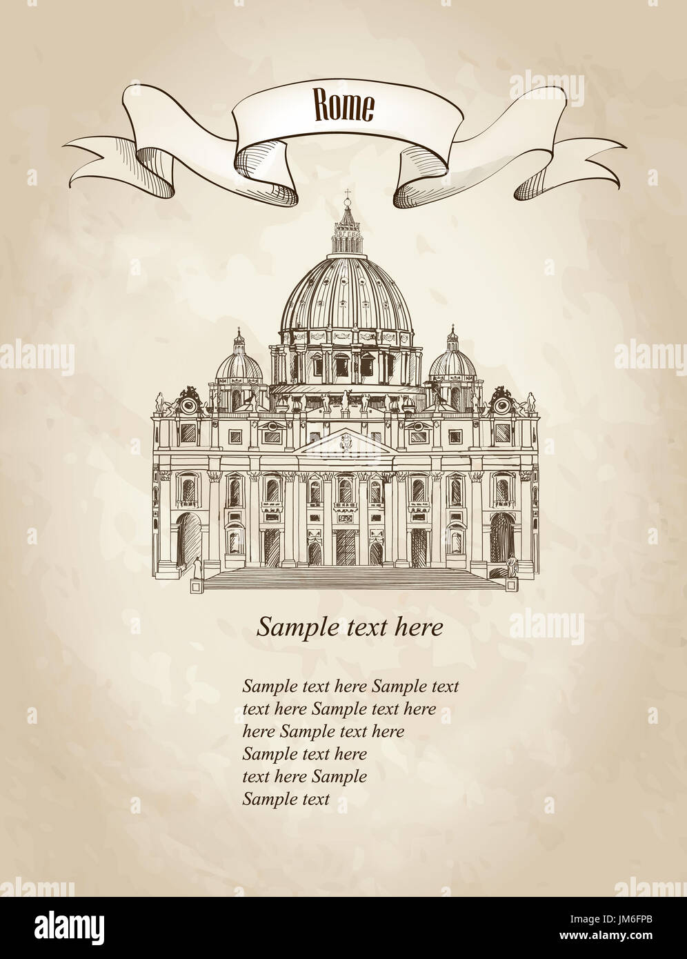 Rome city St. Peter Cathedral. Travel Italy sign. Vatican landmark ...