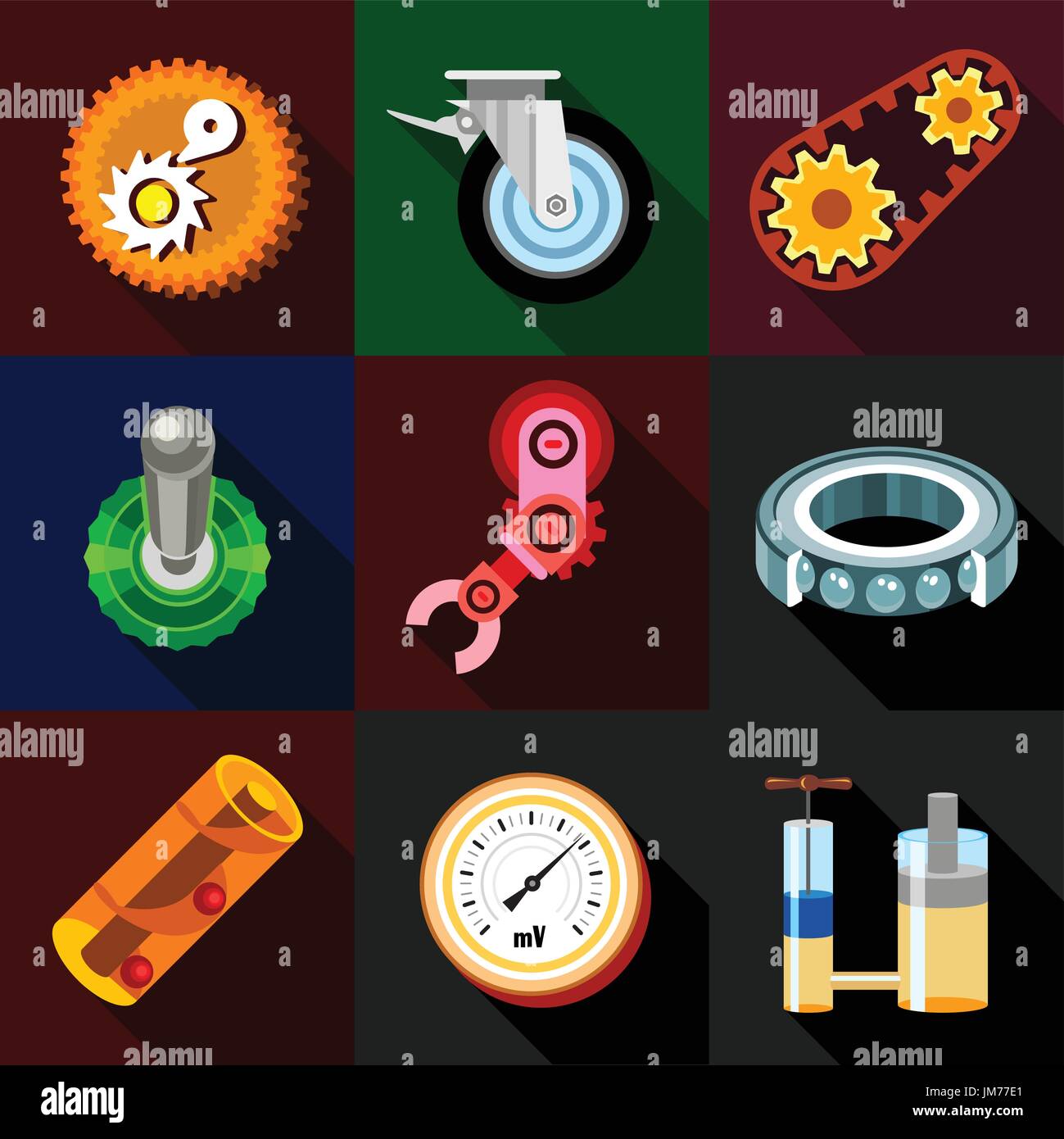 Mechanism icons set, flat style Stock Vector Image & Art - Alamy