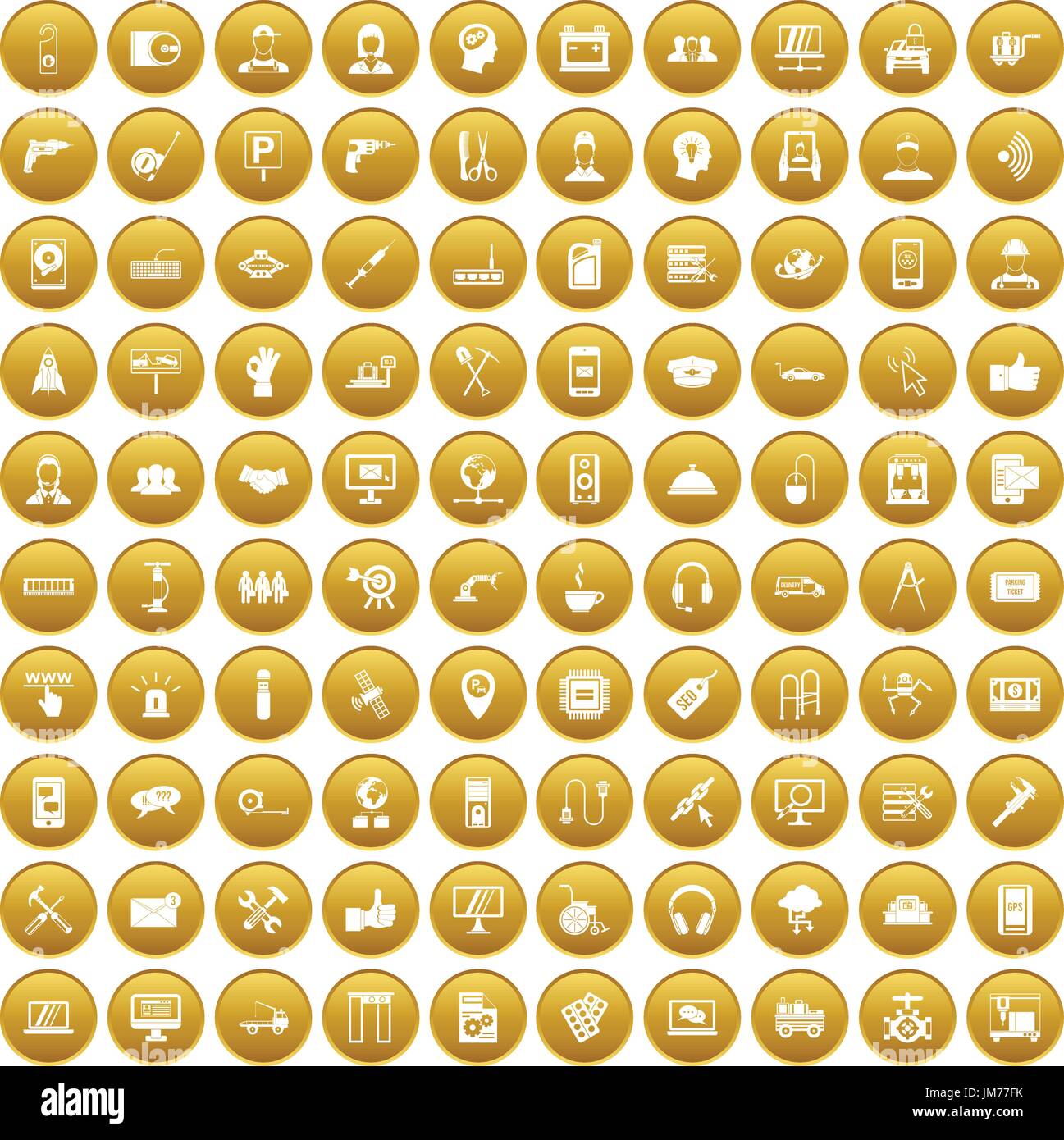 100 support icons set gold Stock Vector Image & Art - Alamy
