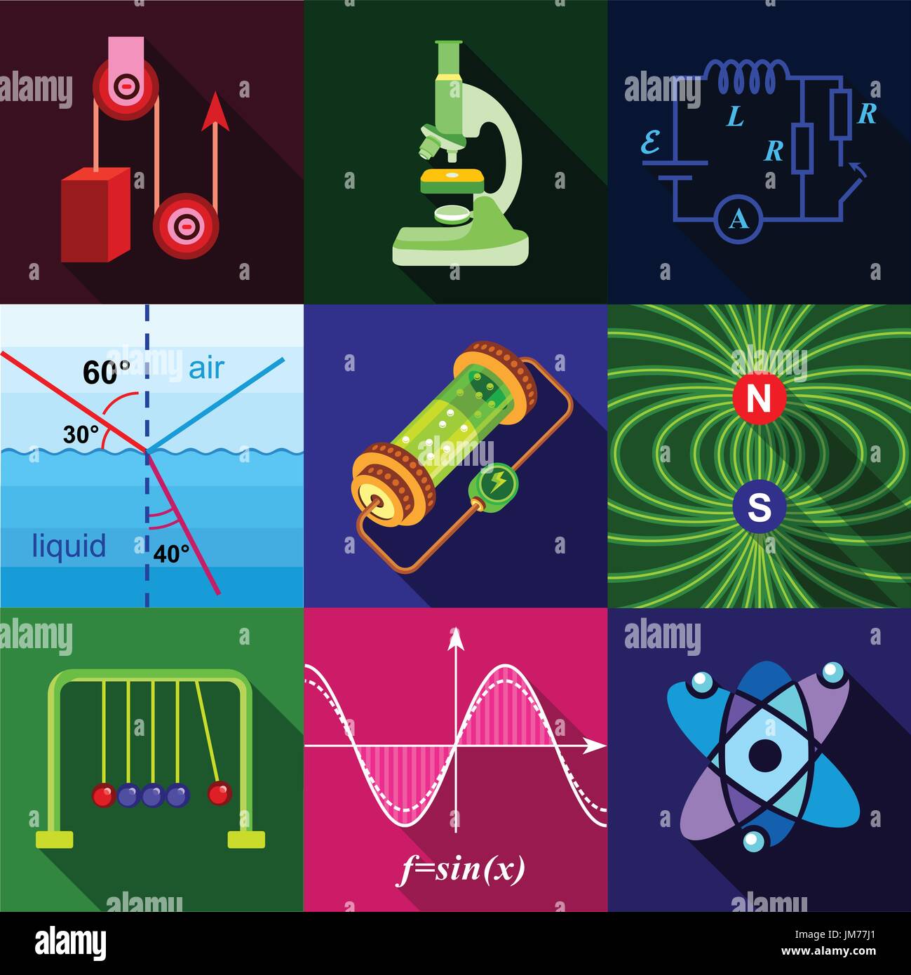 School science program icons set, flat style Stock Vector Image & Art ...
