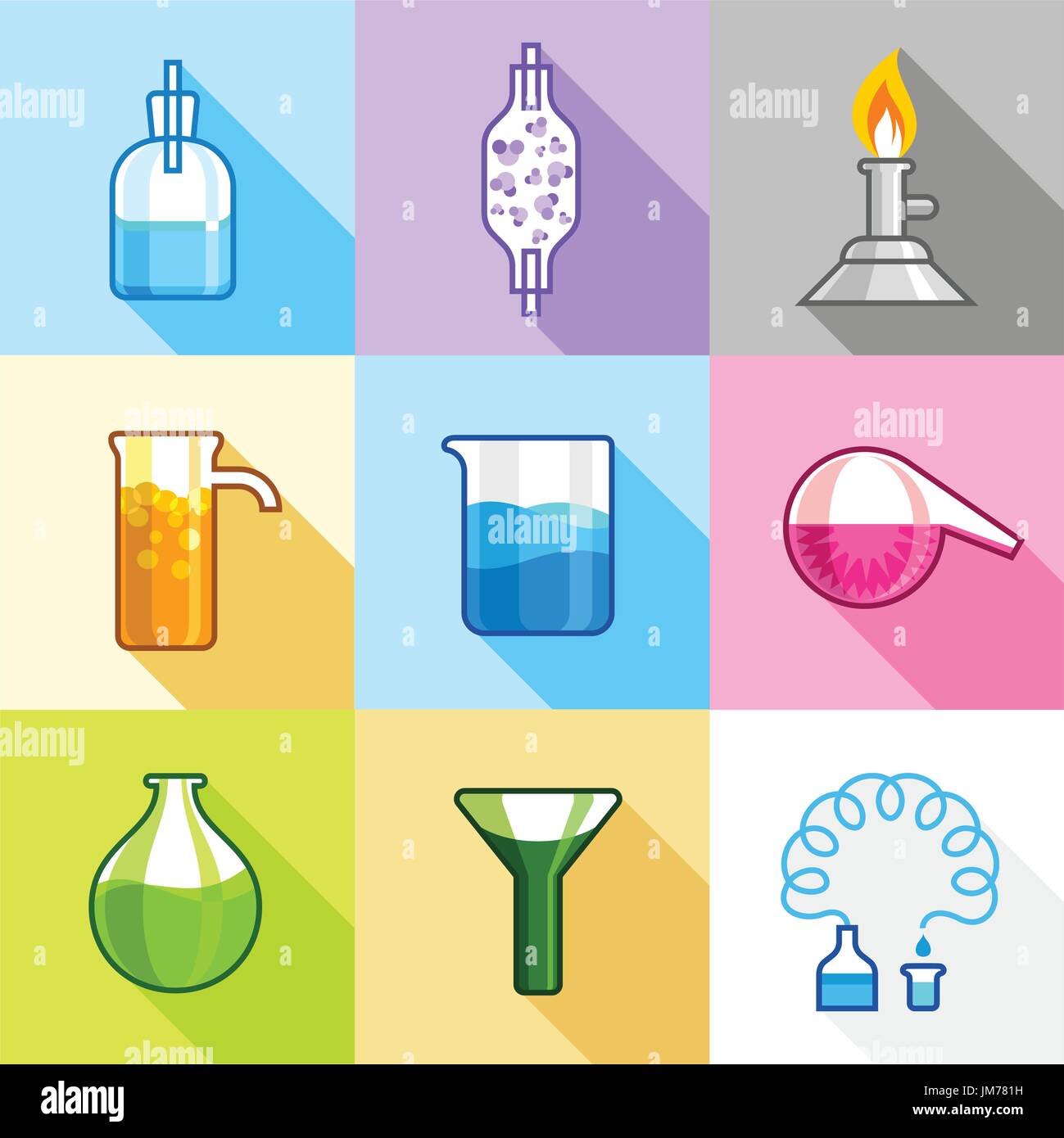 Laboratory experiment icons set, flat style Stock Vector Image & Art ...