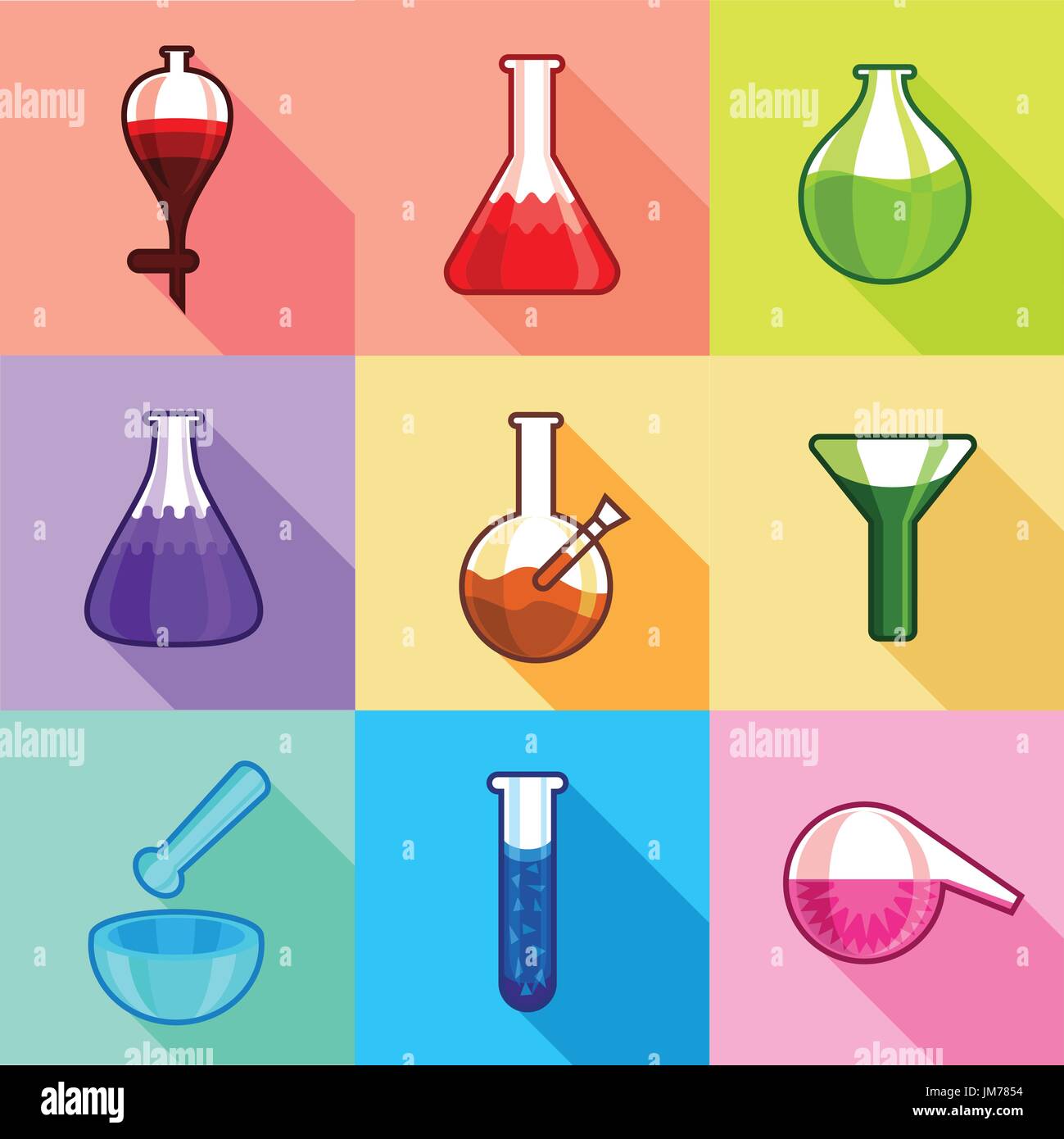 Glass flask icons set, flat style Stock Vector Image & Art - Alamy