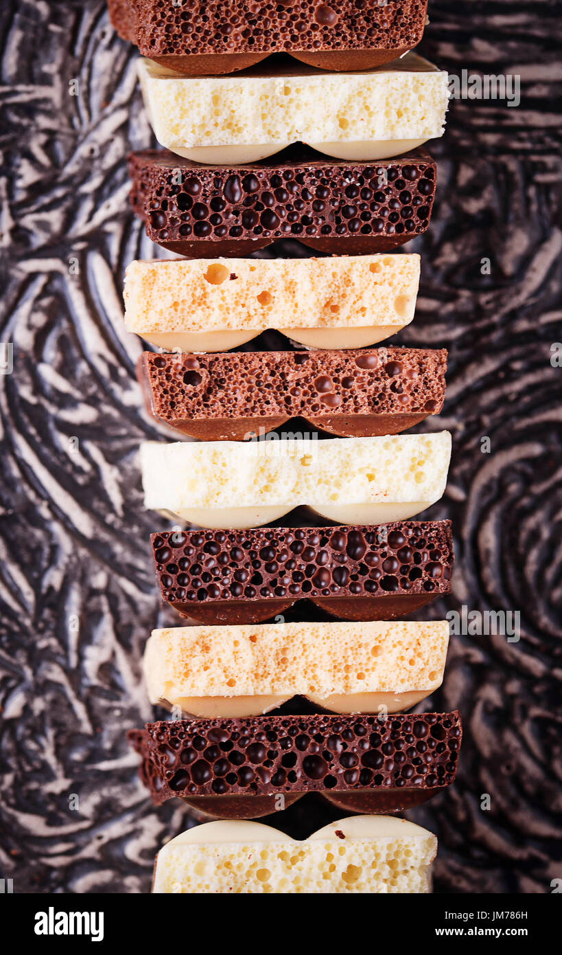 Different type of chocolate. Top view Stock Photo - Alamy