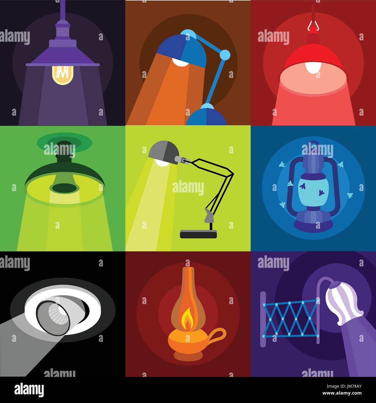 Lighting icons set, flat style Stock Vector Image & Art - Alamy