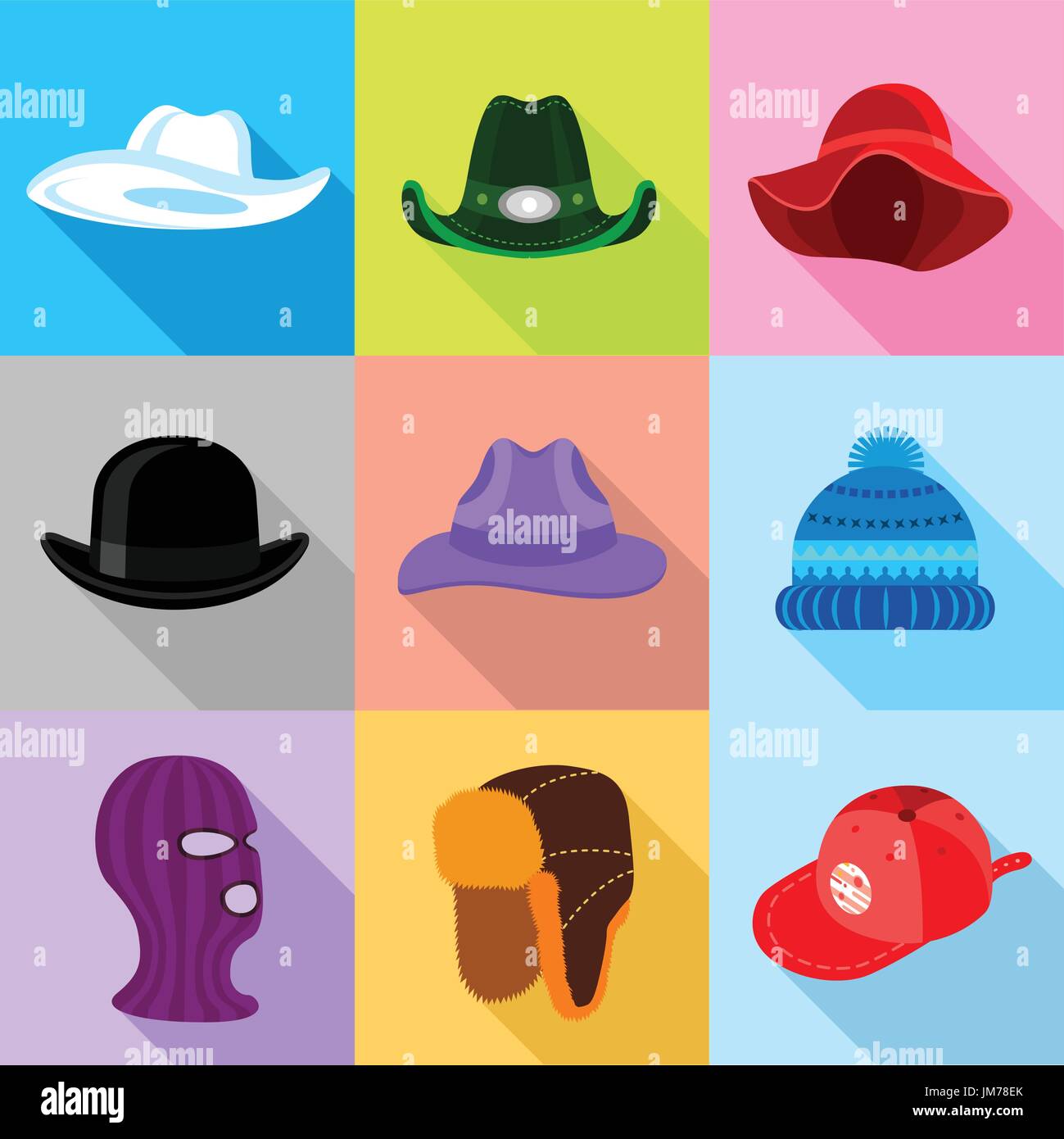 Different hat icons set, flat style Stock Vector Image & Art - Alamy