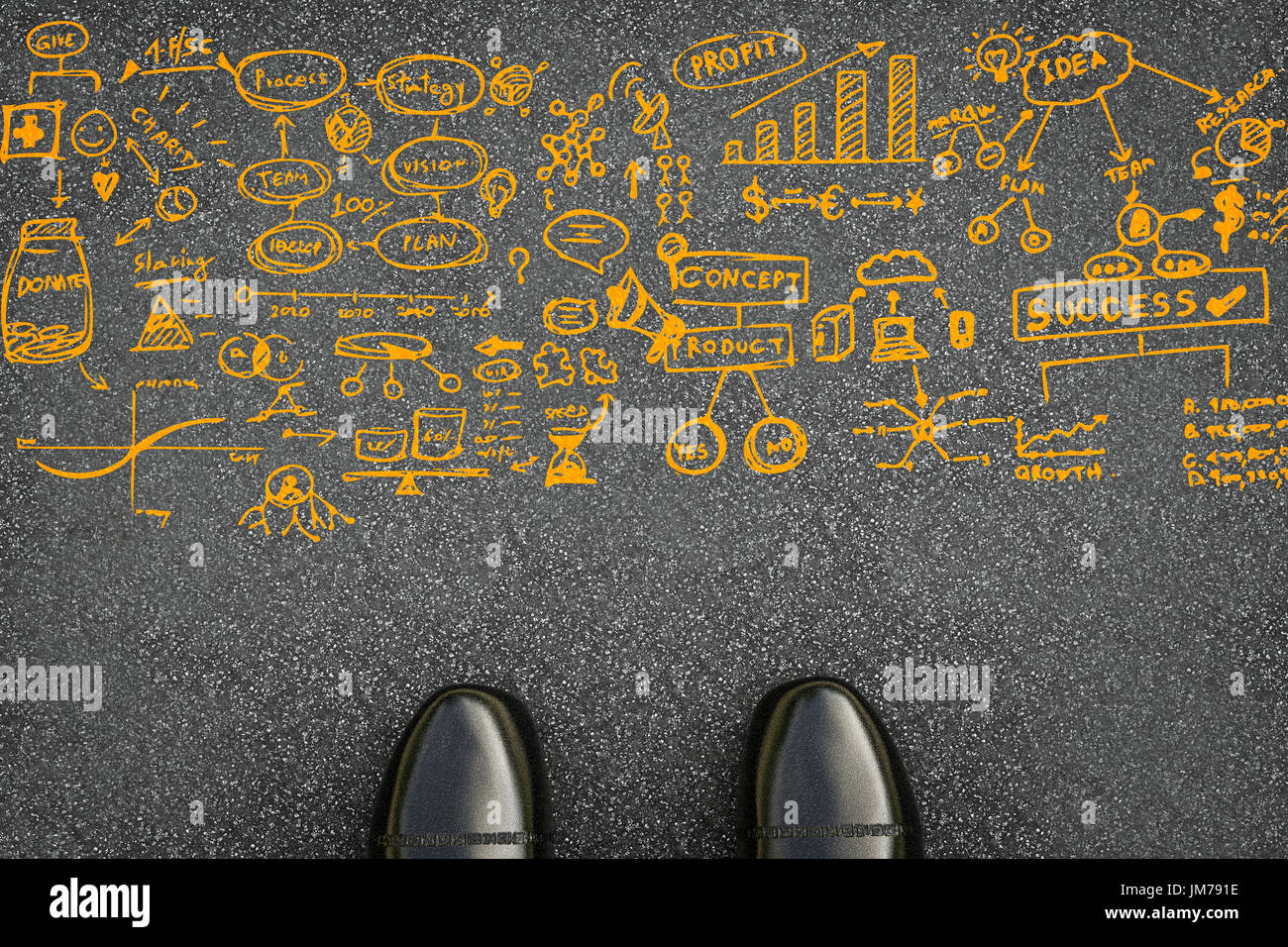 business plan with chart on asphalt road background Stock Photo - Alamy