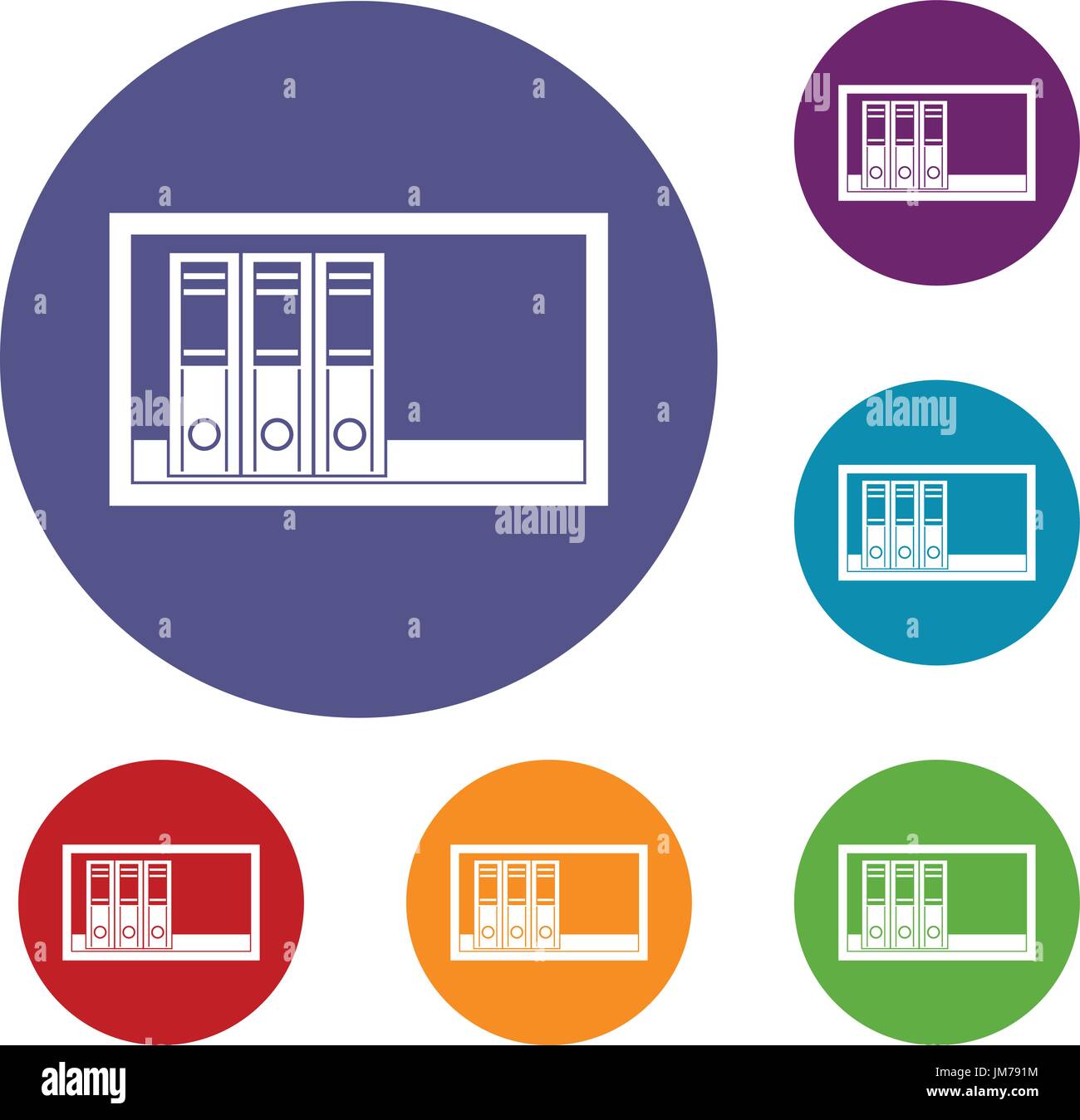 Office folders on the shelf icons set Stock Vector Image & Art - Alamy