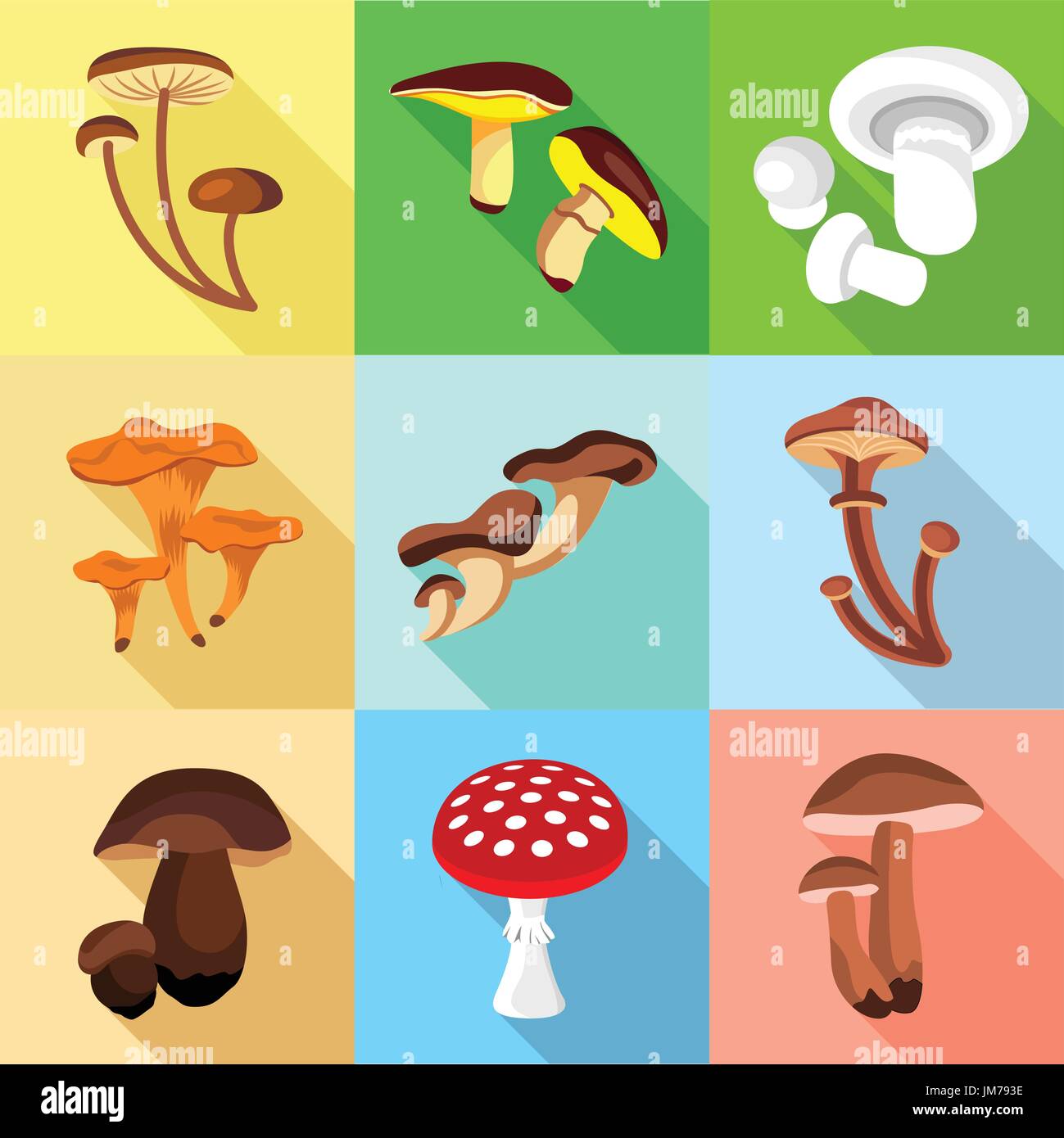 Edible and inedible mushroom icons set, flat style Stock Vector Image ...