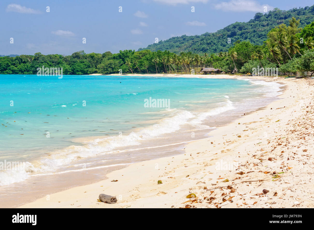 Sandy beach and turquoise water in the bay at Port Olry - Espiritu ...