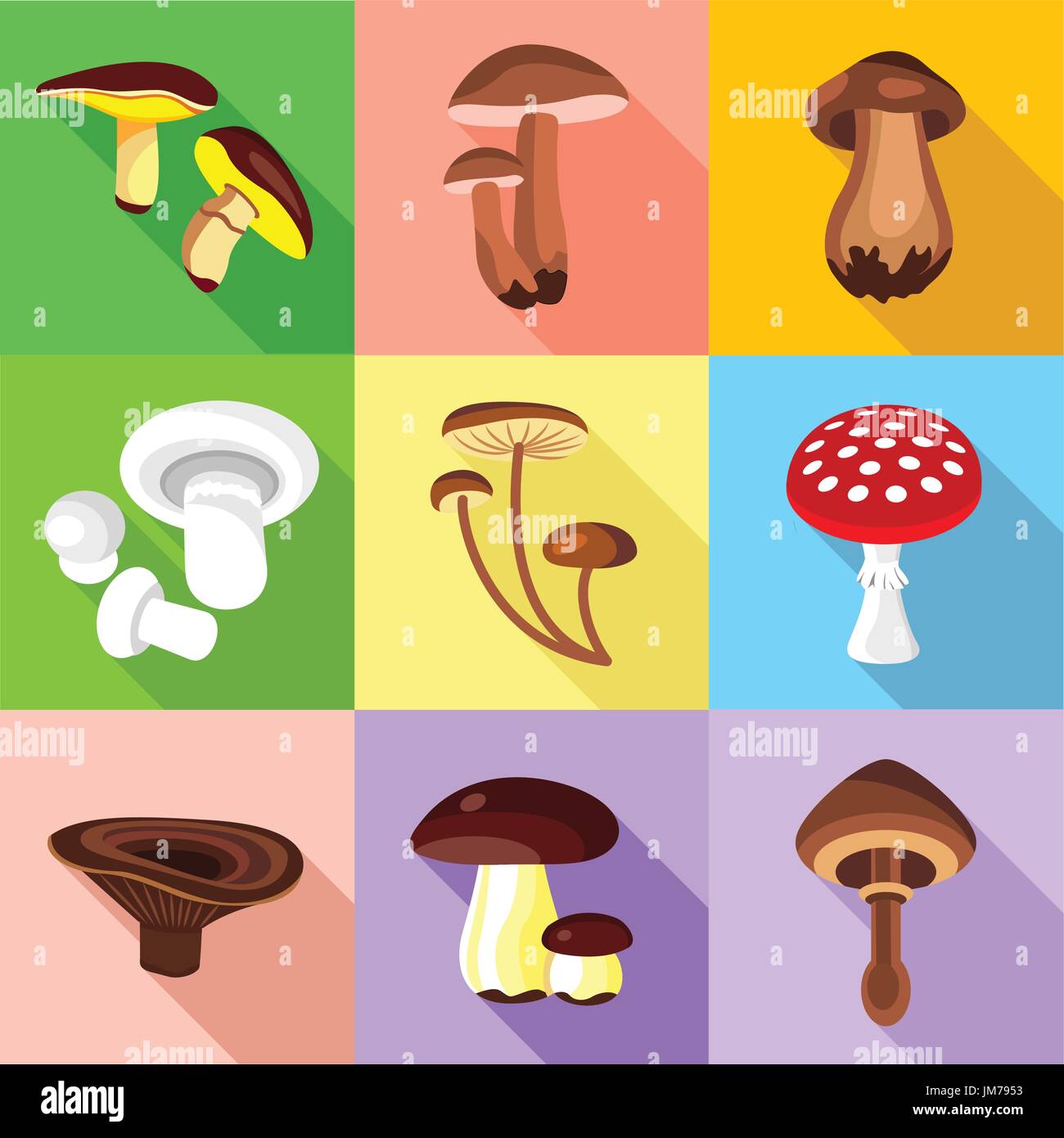 Different mushroom icons set, flat style Stock Vector Image & Art - Alamy