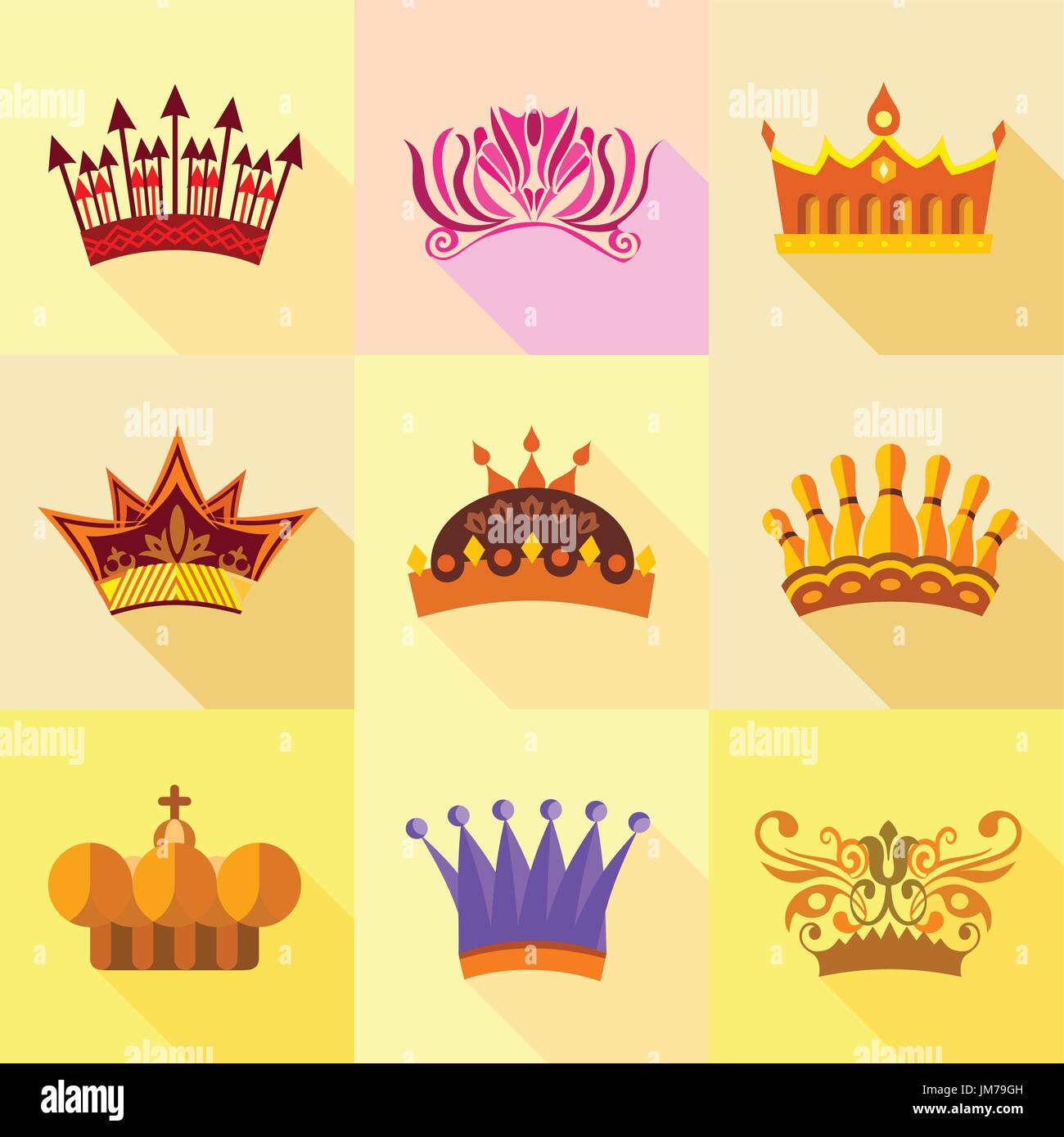 Royal crown icons set, flat style Stock Vector Image & Art - Alamy