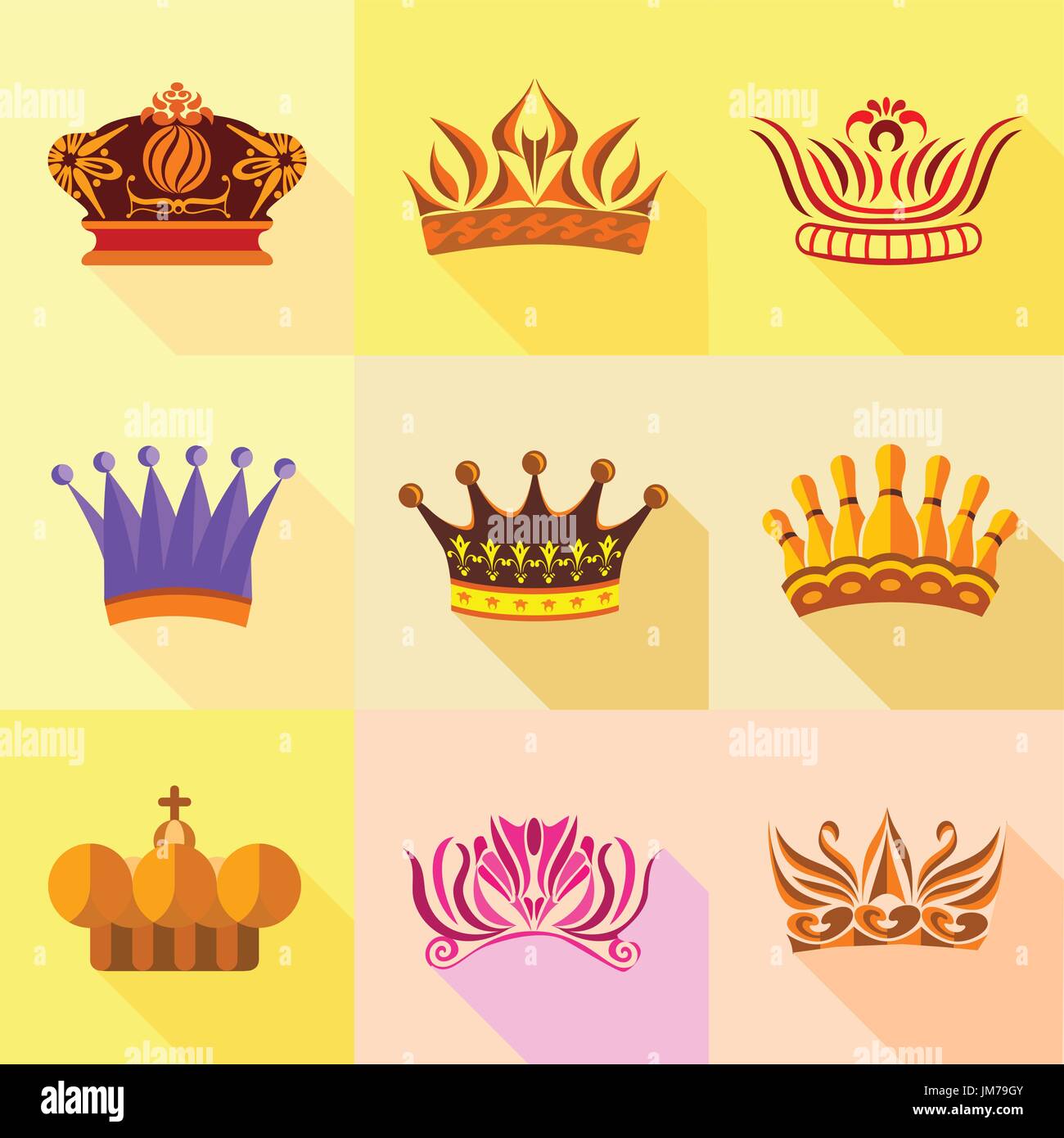 Princess crown icons set, flat style Stock Vector Image & Art - Alamy