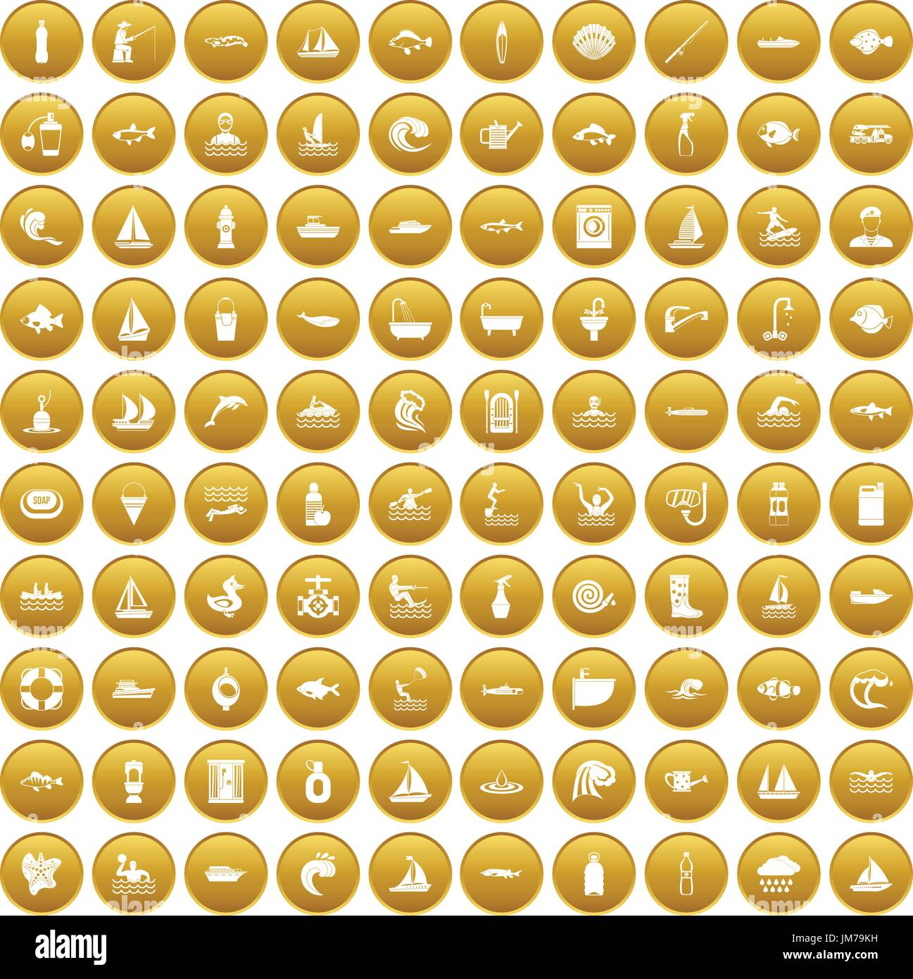 100 water icons set gold Stock Vector Image & Art - Alamy