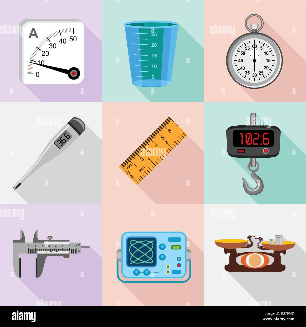 Scales icons set, flat style Stock Vector Image & Art - Alamy